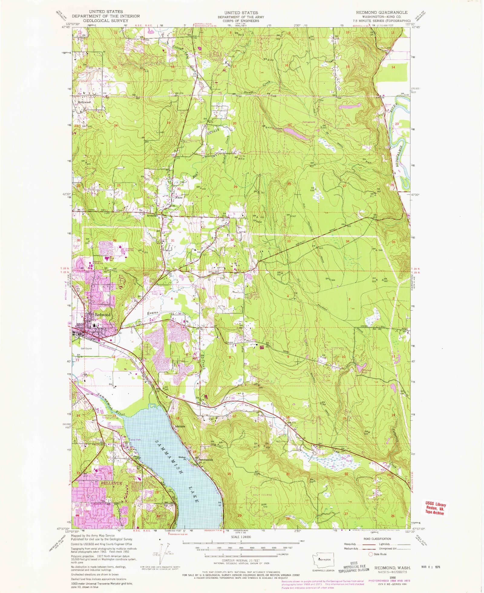 Classic USGS Redmond Washington 7.5'x7.5' Topo Map – MyTopo Map Store