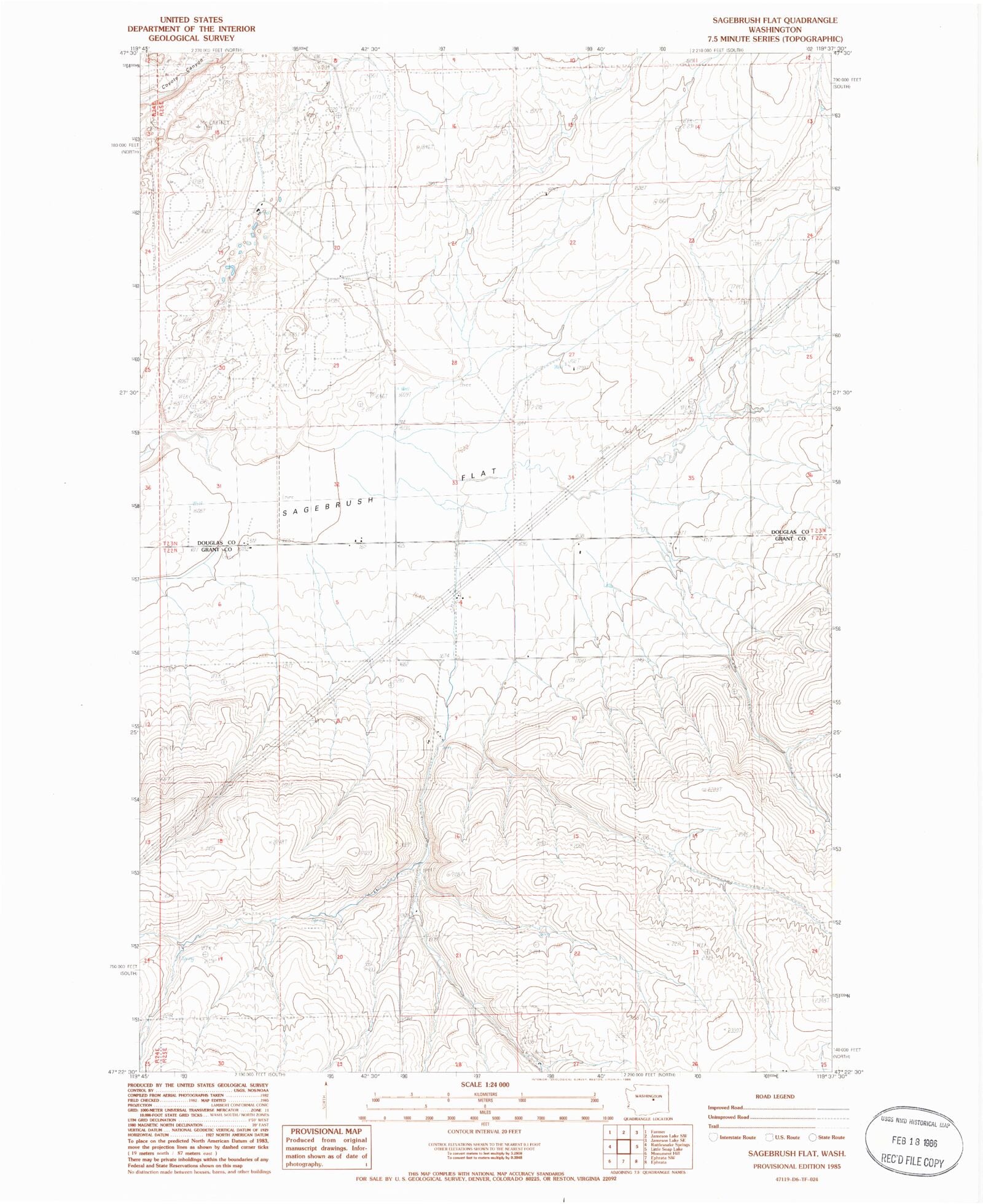 Classic USGS Sagebrush Flat Washington 7.5'x7.5' Topo Map – MyTopo Map ...