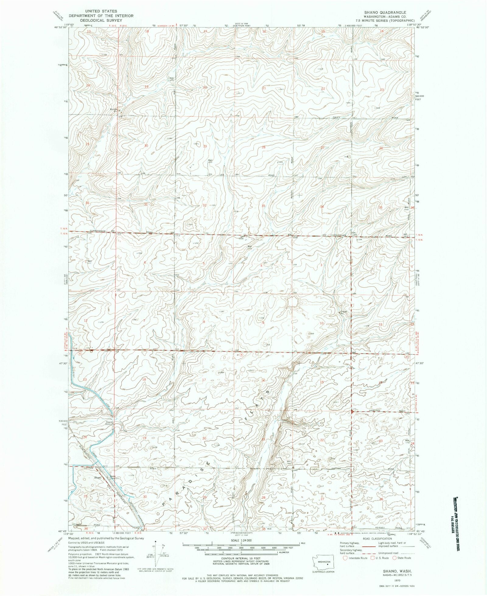 Classic USGS Shano Washington 7.5'x7.5' Topo Map – MyTopo Map Store