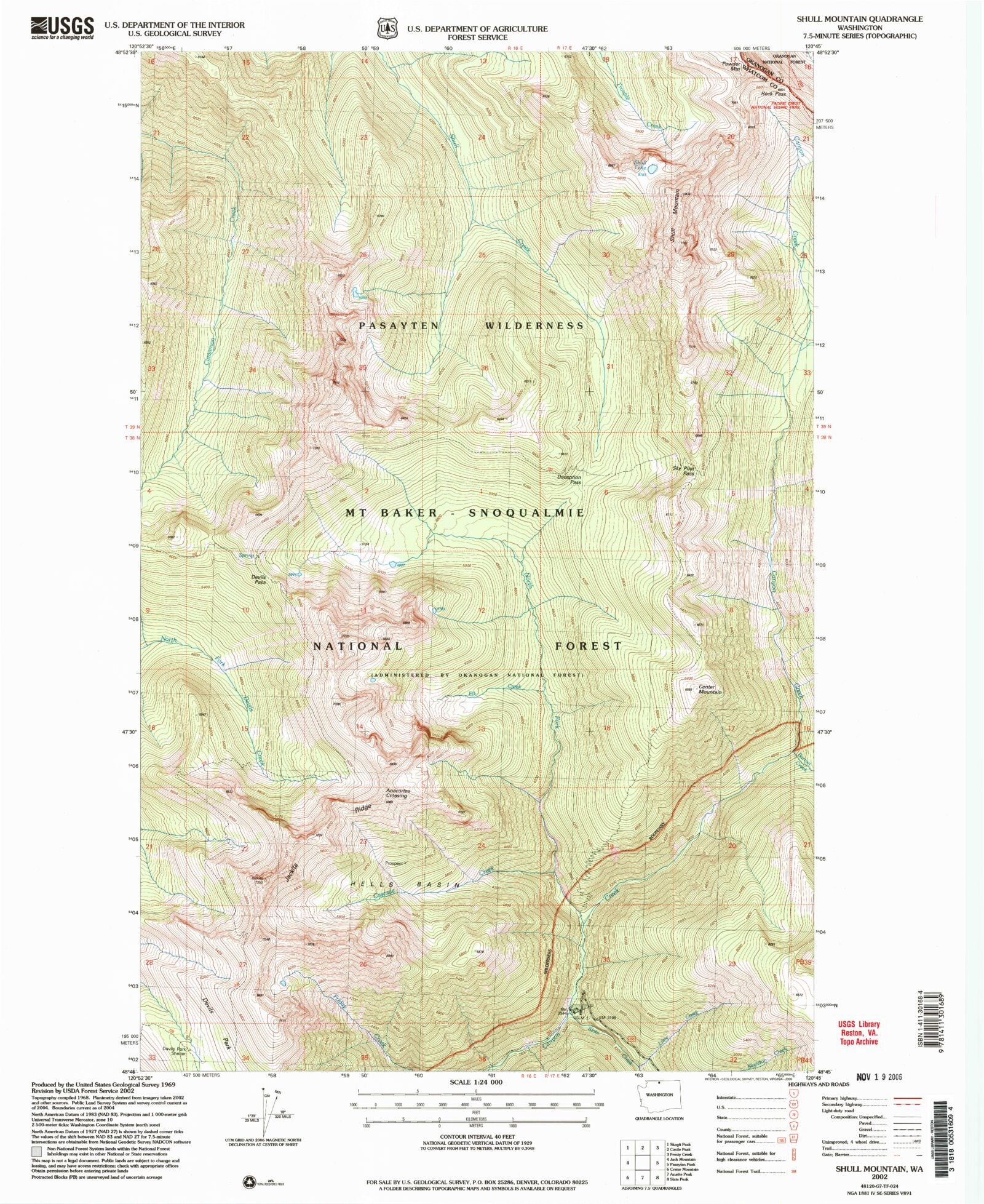 Classic USGS Shull Mountain Washington 7.5'x7.5' Topo Map – MyTopo Map ...