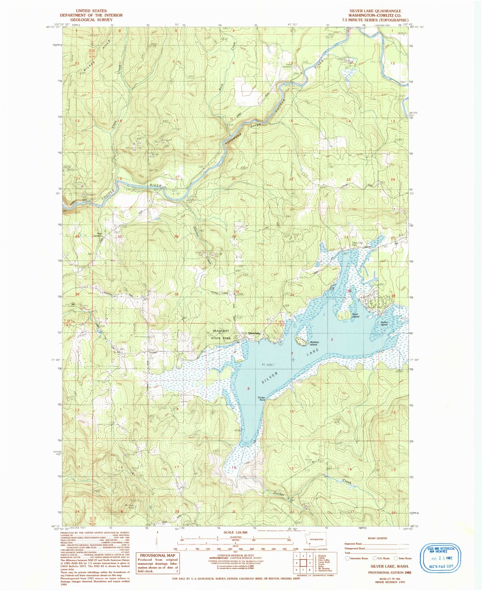 Classic USGS Silver Lake Washington 7.5'x7.5' Topo Map – MyTopo Map Store