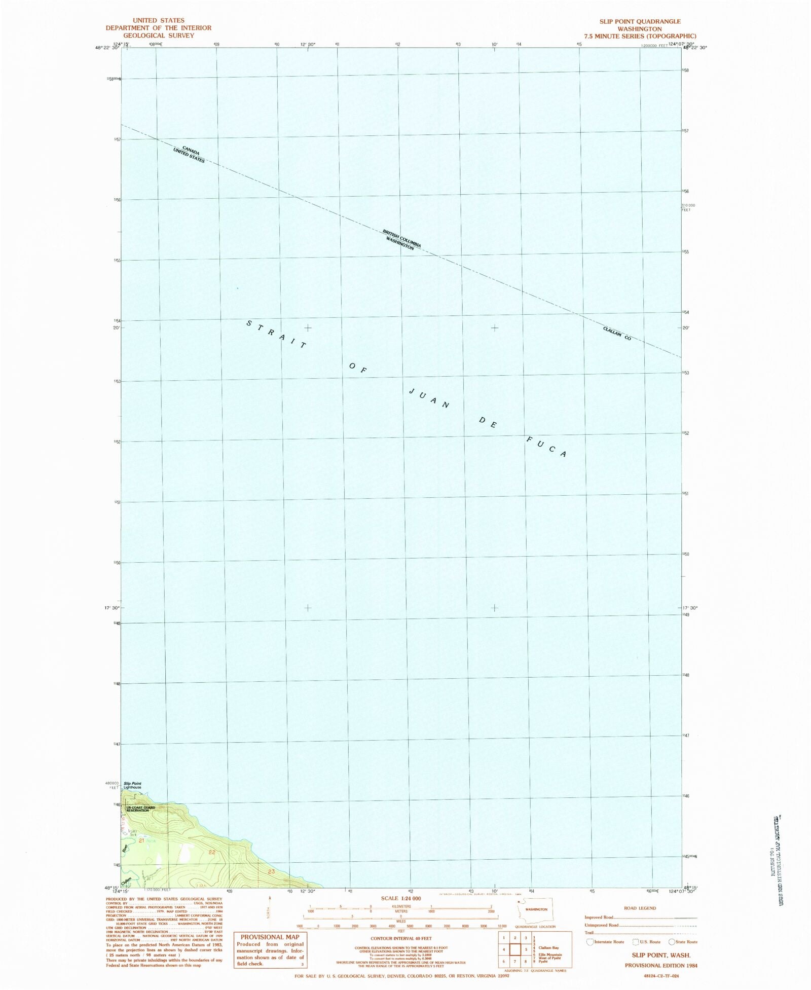 Classic USGS Slip Point Washington 7.5'x7.5' Topo Map – MyTopo Map Store