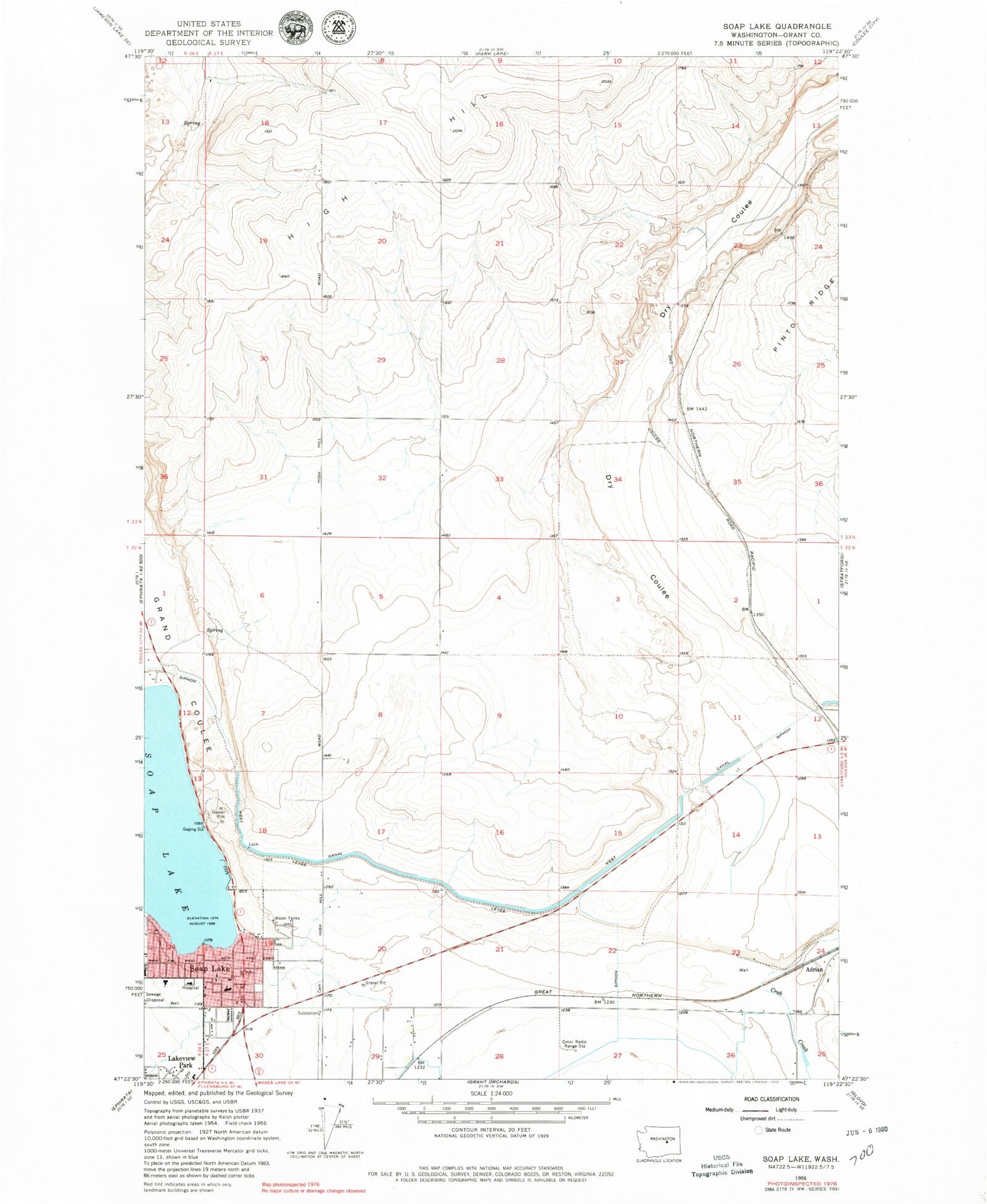 Classic USGS Soap Lake Washington 7.5'x7.5' Topo Map – MyTopo Map Store
