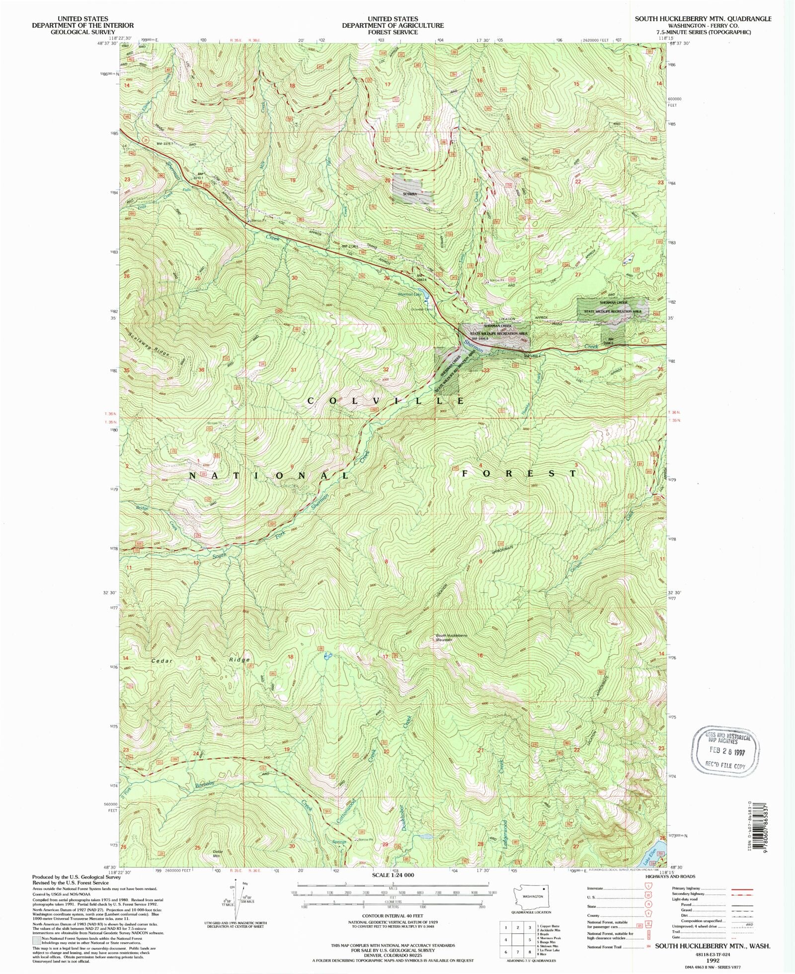 Classic USGS South Huckleberry Mountain Washington 7.5'x7.5' Topo Map ...