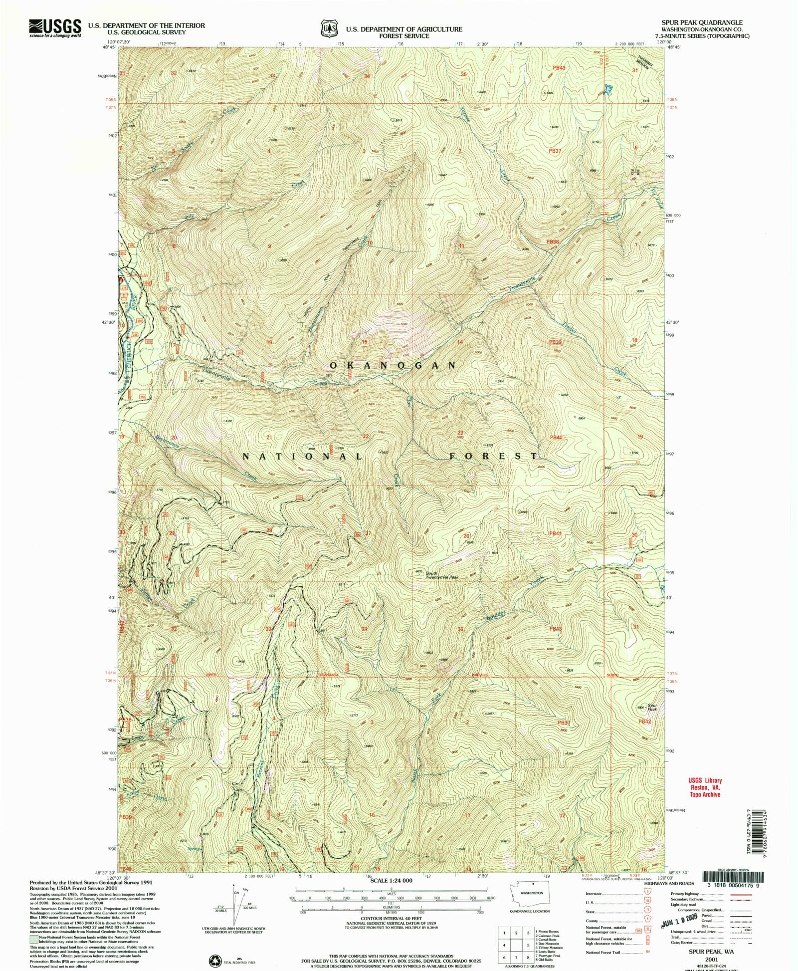 Classic USGS Spur Peak Washington 7.5'x7.5' Topo Map – MyTopo Map Store