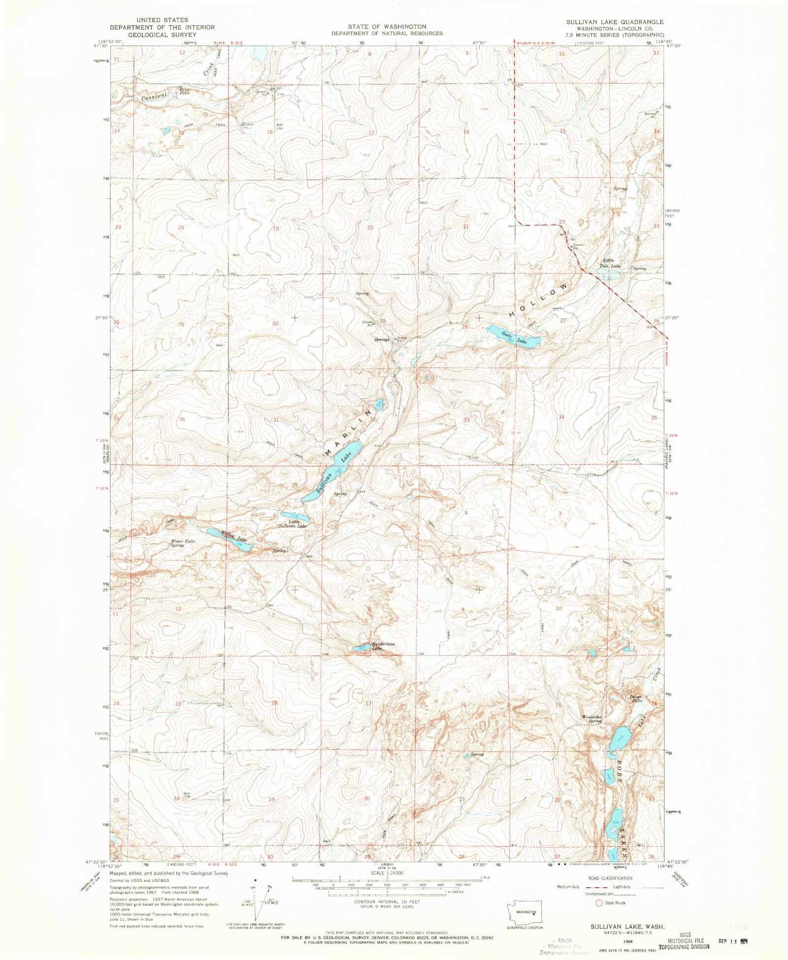 Classic USGS Sullivan Lake Washington 7.5'x7.5' Topo Map – MyTopo Map Store