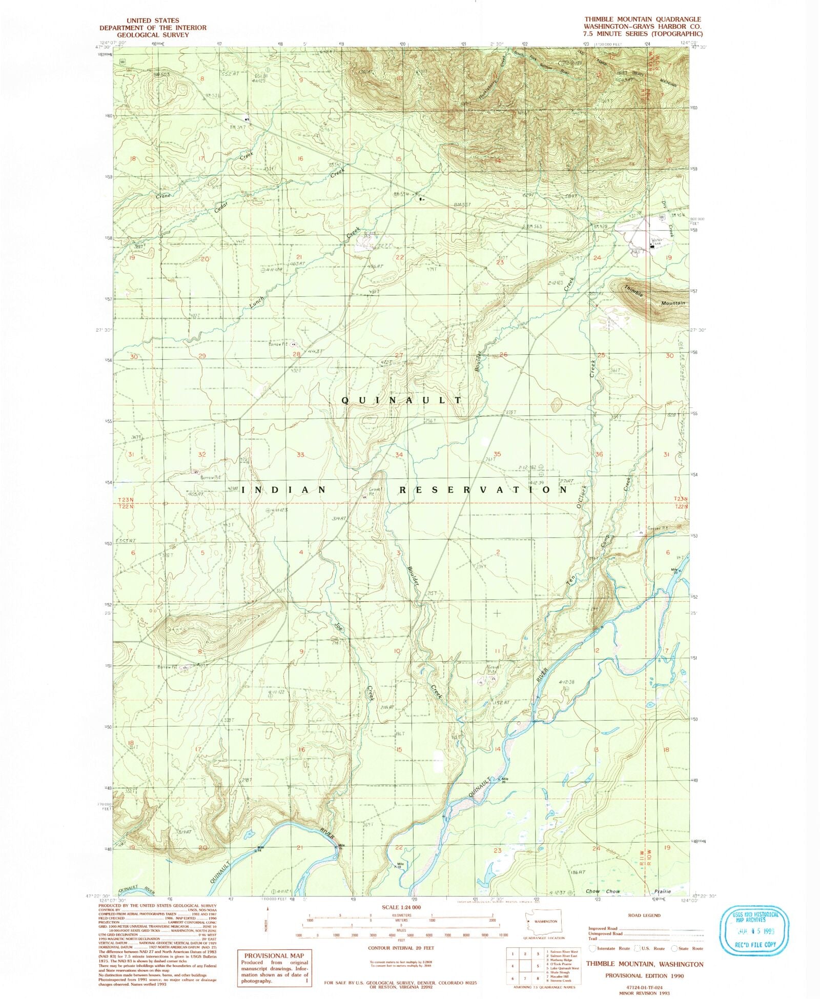 Classic USGS Thimble Mountain Washington 7.5'x7.5' Topo Map – MyTopo ...