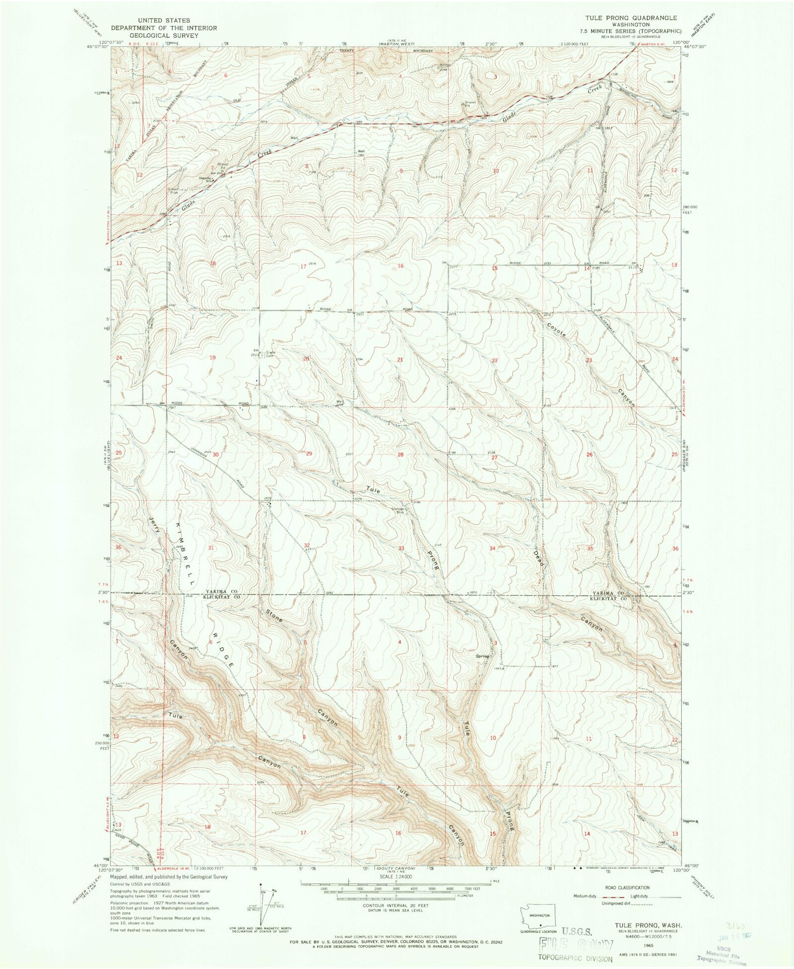 Classic USGS Tule Prong Washington 7.5'x7.5' Topo Map – MyTopo Map Store