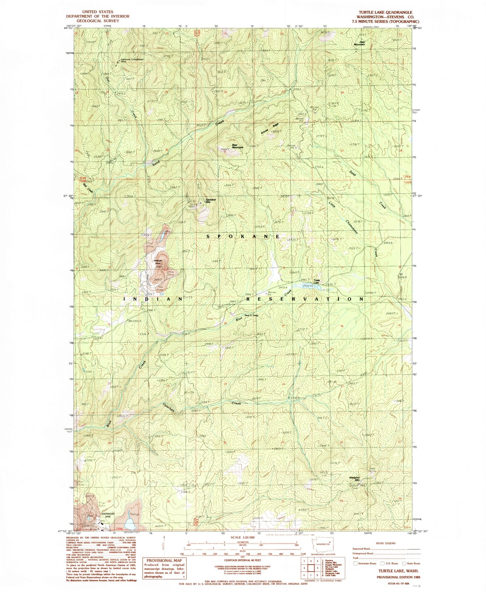 Classic USGS Turtle Lake Washington 7.5'x7.5' Topo Map – MyTopo Map Store