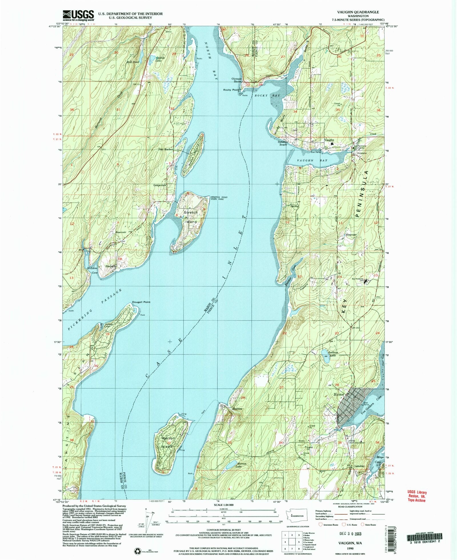 Classic USGS Vaughn Washington 7.5'x7.5' Topo Map – MyTopo Map Store