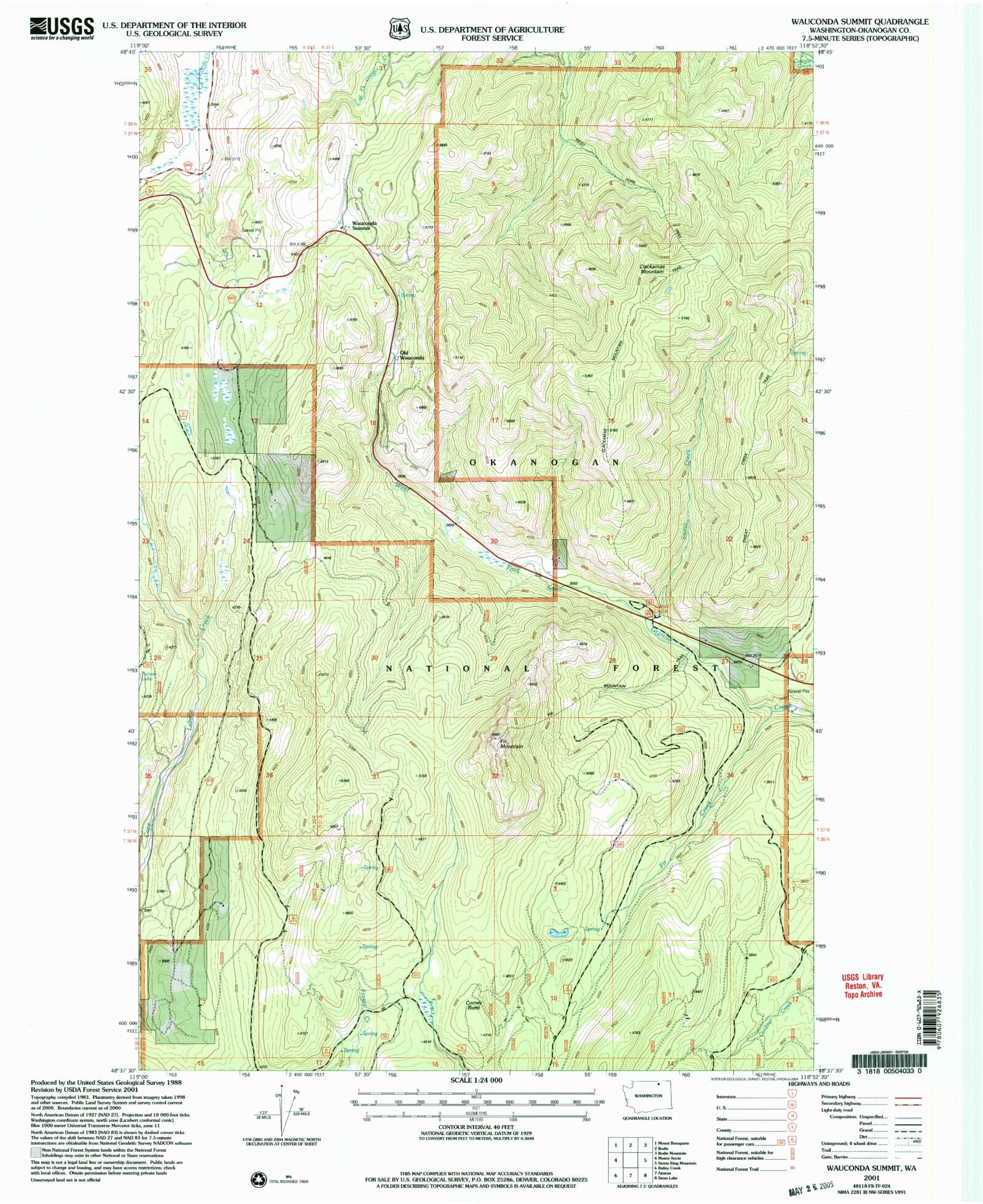 Classic USGS Wauconda Summit Washington 7.5'x7.5' Topo Map – MyTopo Map ...