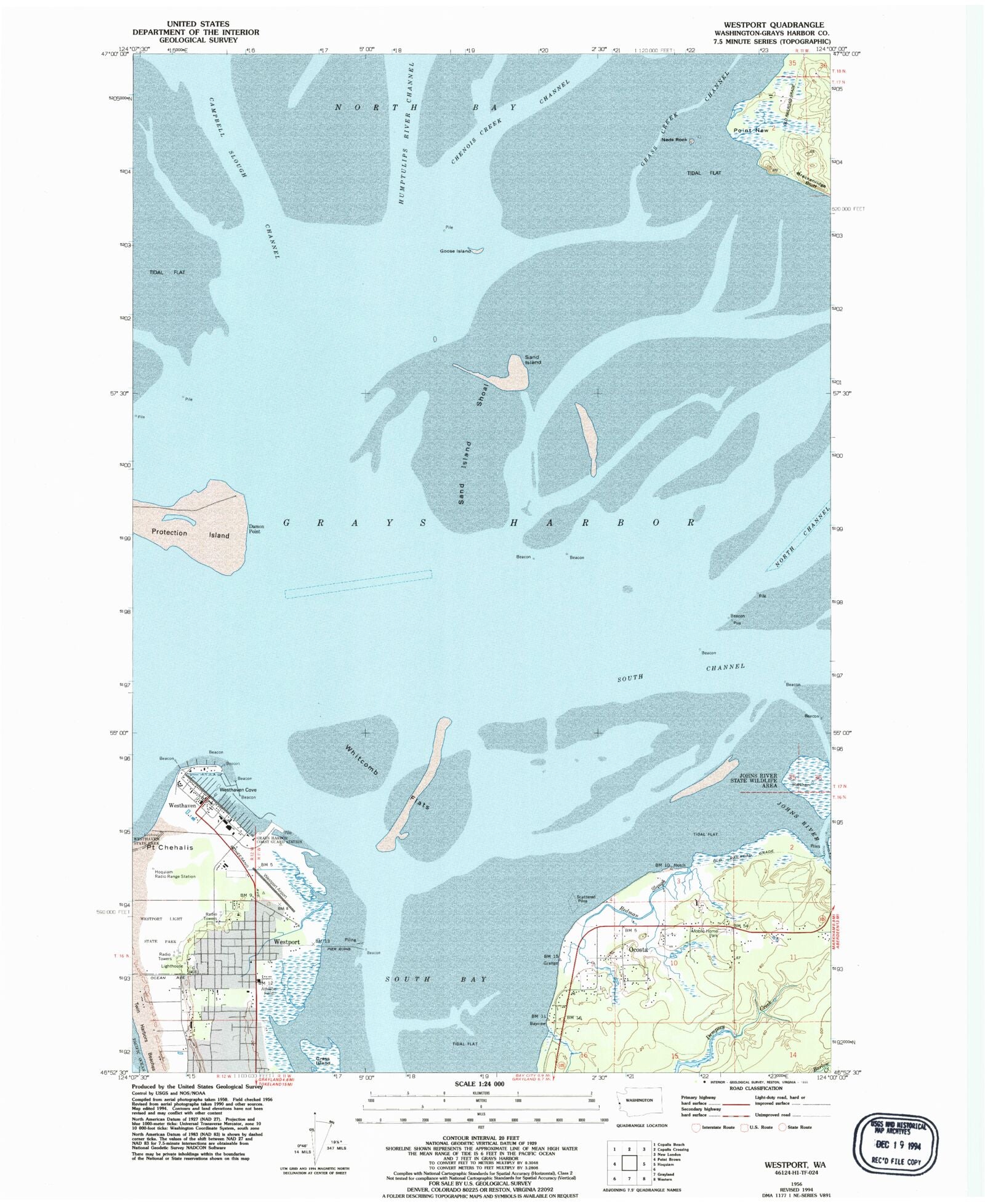Classic USGS Westport Washington 7.5'x7.5' Topo Map – MyTopo Map Store