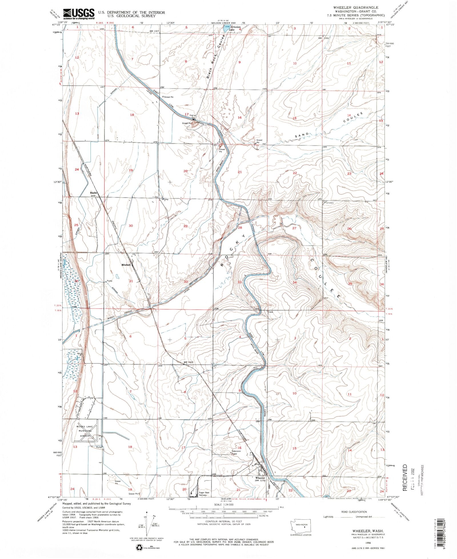 Classic USGS Wheeler Washington 7.5'x7.5' Topo Map – MyTopo Map Store
