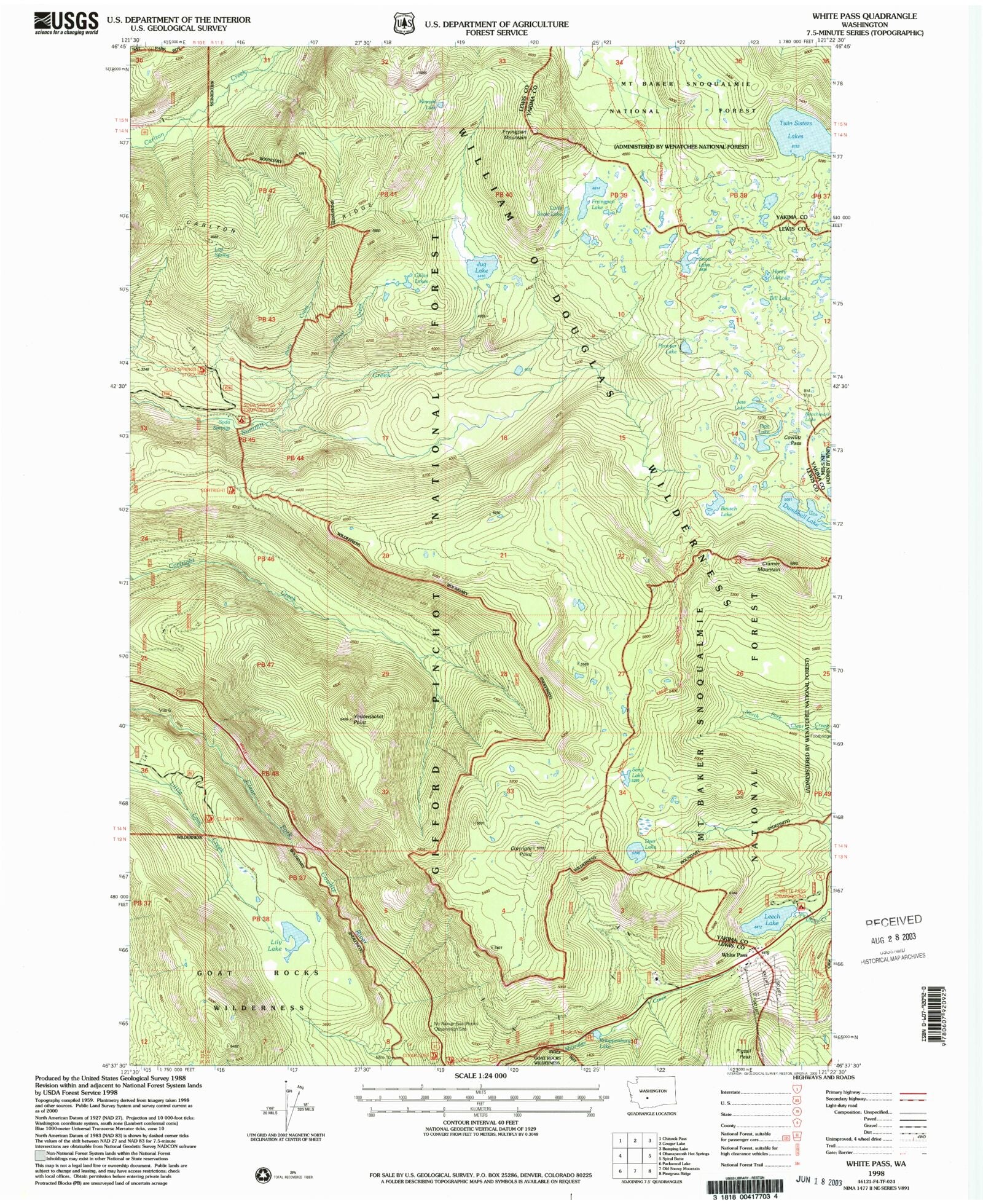 Classic USGS White Pass Washington 7.5'x7.5' Topo Map – MyTopo Map Store