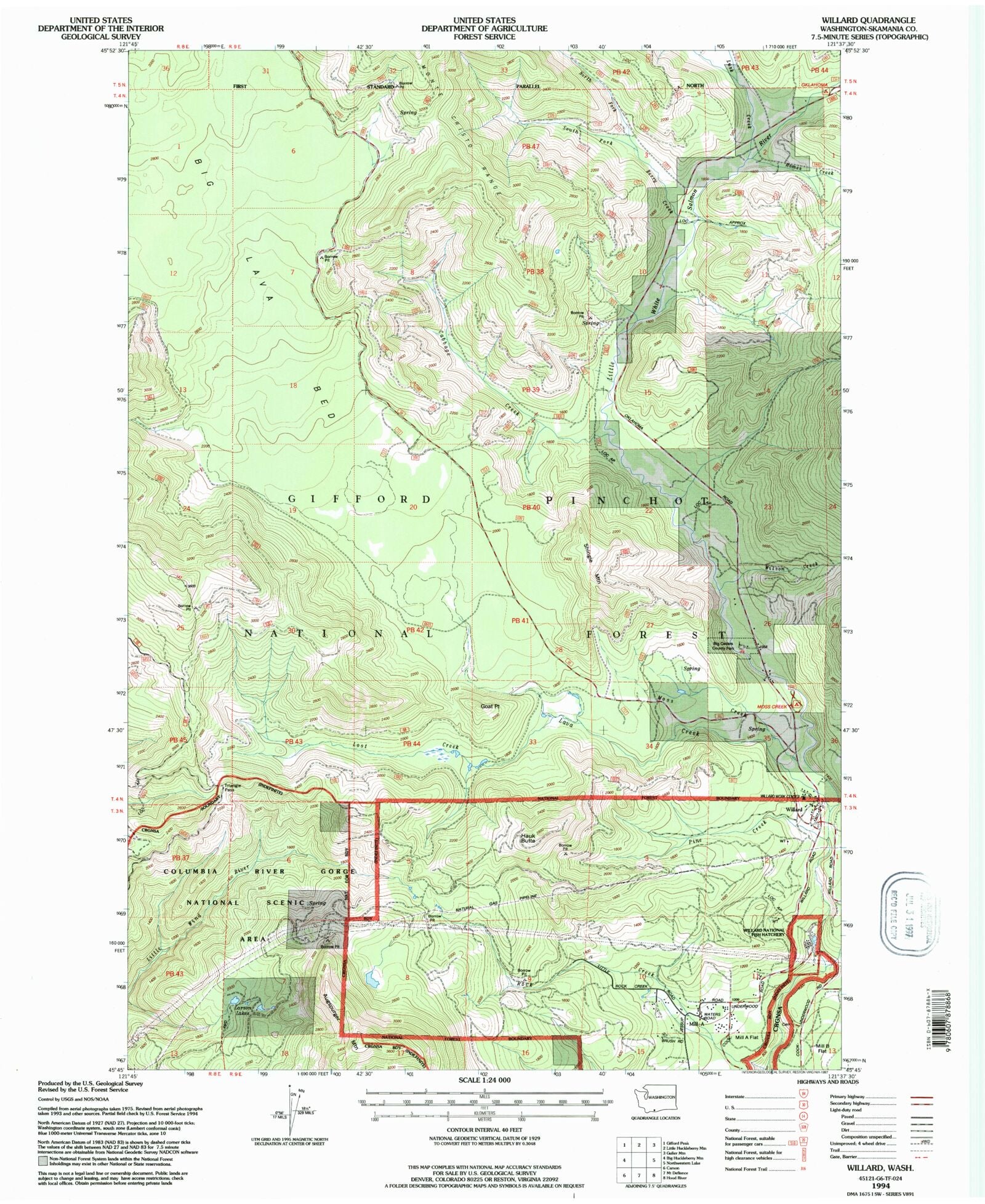Classic USGS Willard Washington 7.5'x7.5' Topo Map – MyTopo Map Store