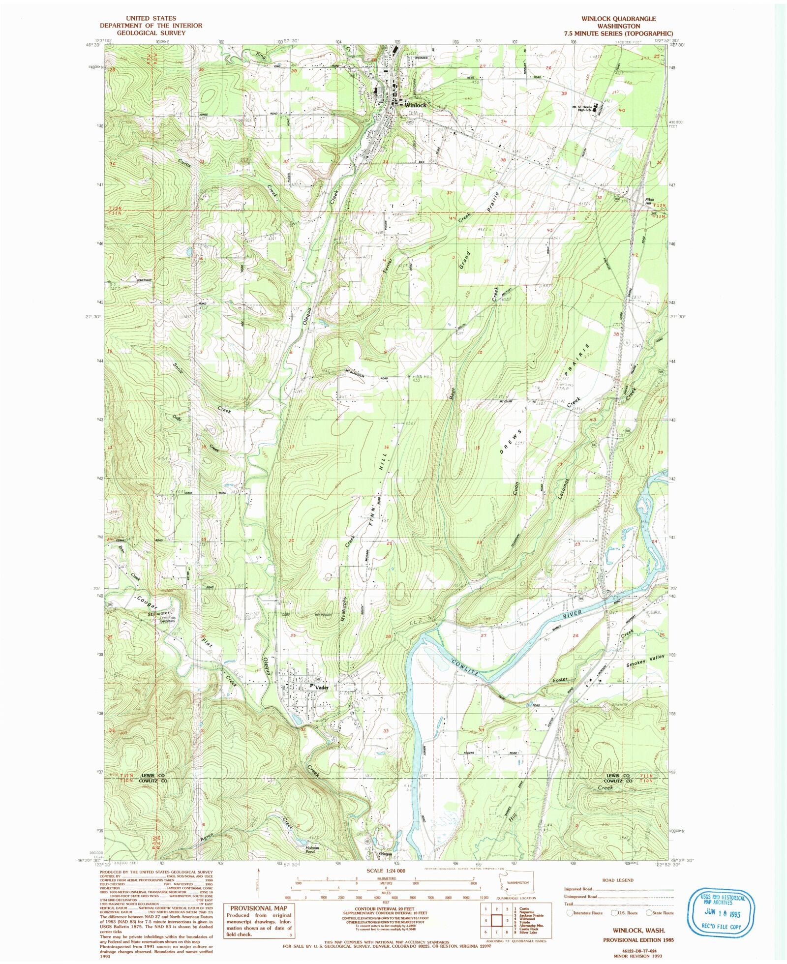 Classic USGS Winlock Washington 7.5'x7.5' Topo Map – MyTopo Map Store