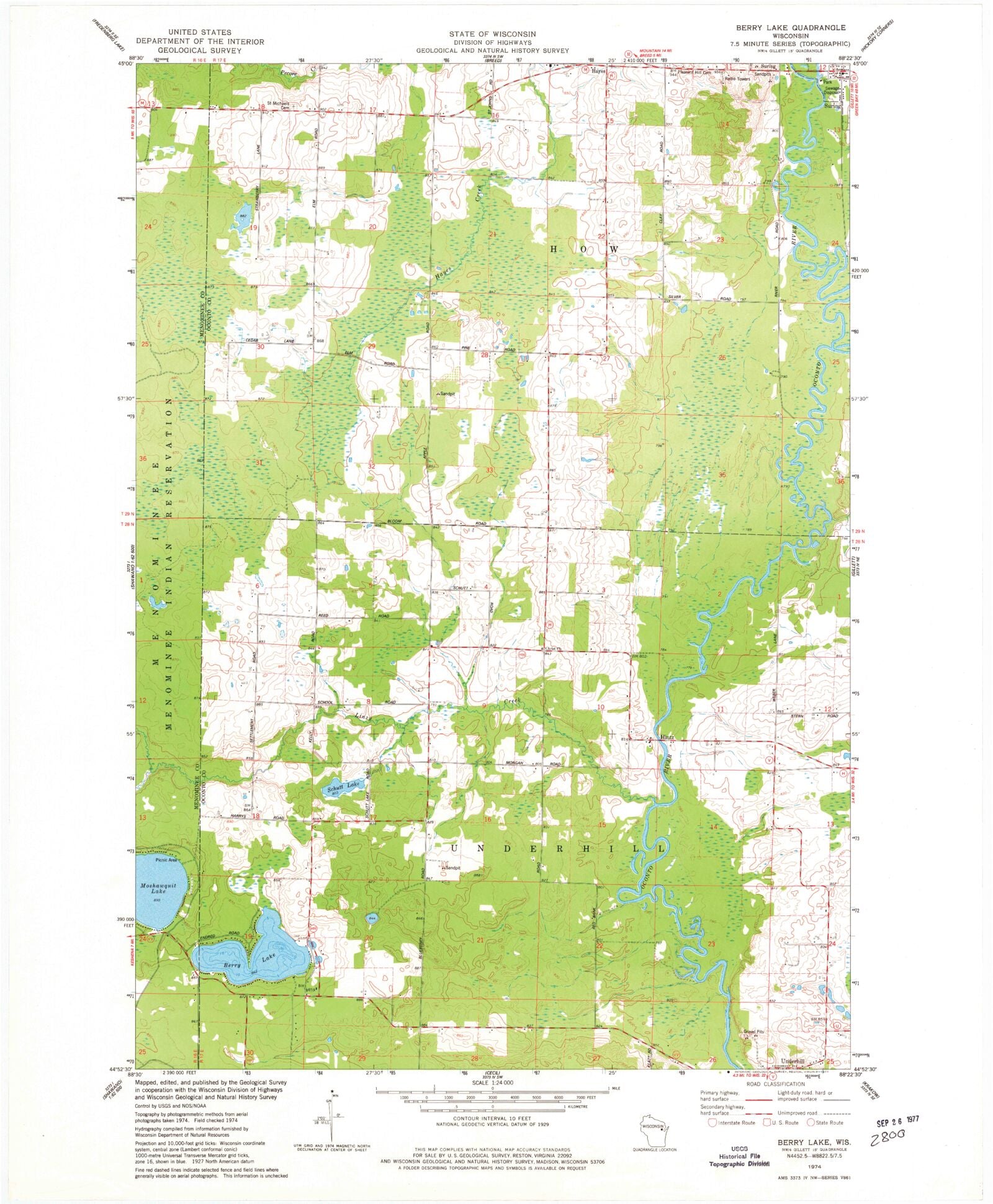 Classic USGS Berry Lake Wisconsin 7.5'x7.5' Topo Map – MyTopo Map Store