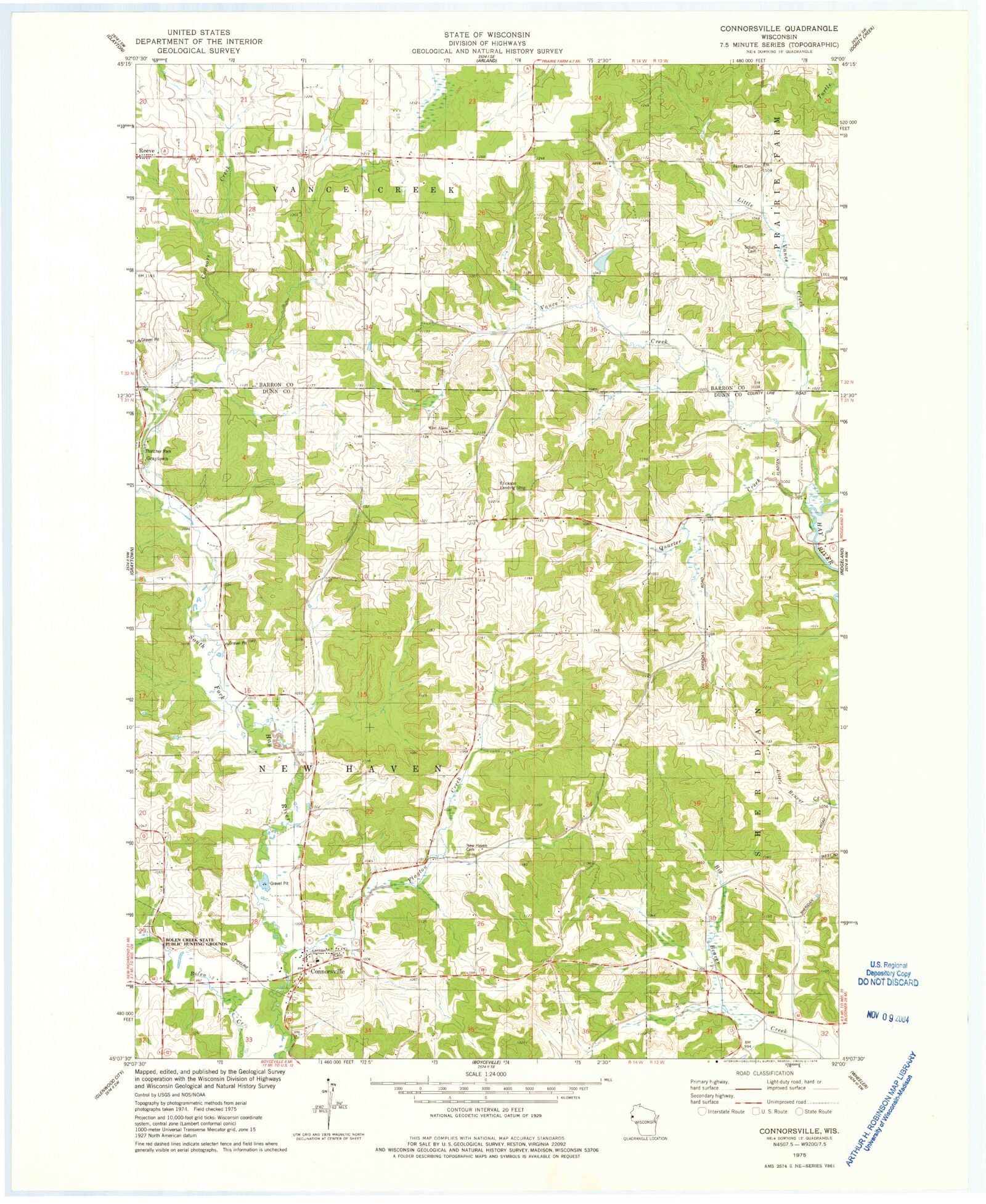 Classic USGS Connorsville Wisconsin 7.5'x7.5' Topo Map – MyTopo Map Store