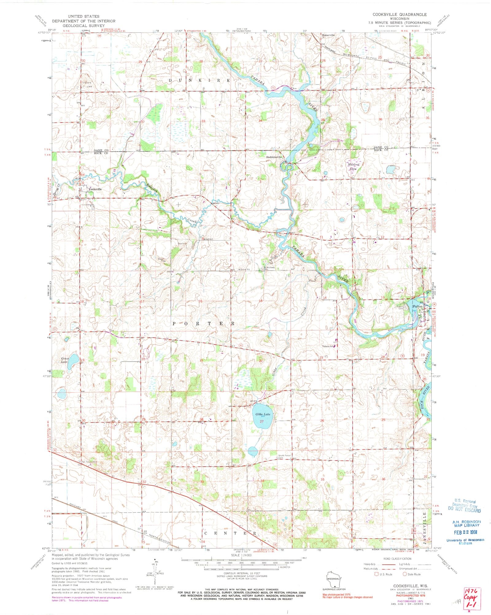 Classic USGS Cooksville Wisconsin 7.5'x7.5' Topo Map – MyTopo Map Store