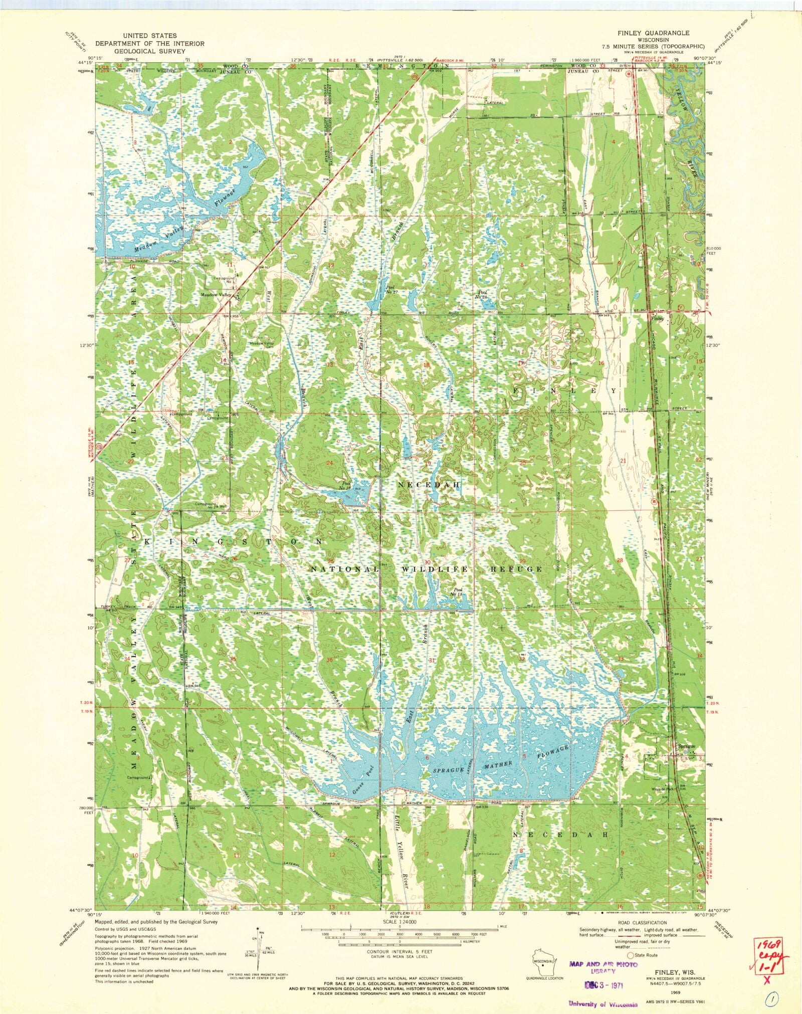 Classic USGS Finley Wisconsin 7.5'x7.5' Topo Map – MyTopo Map Store