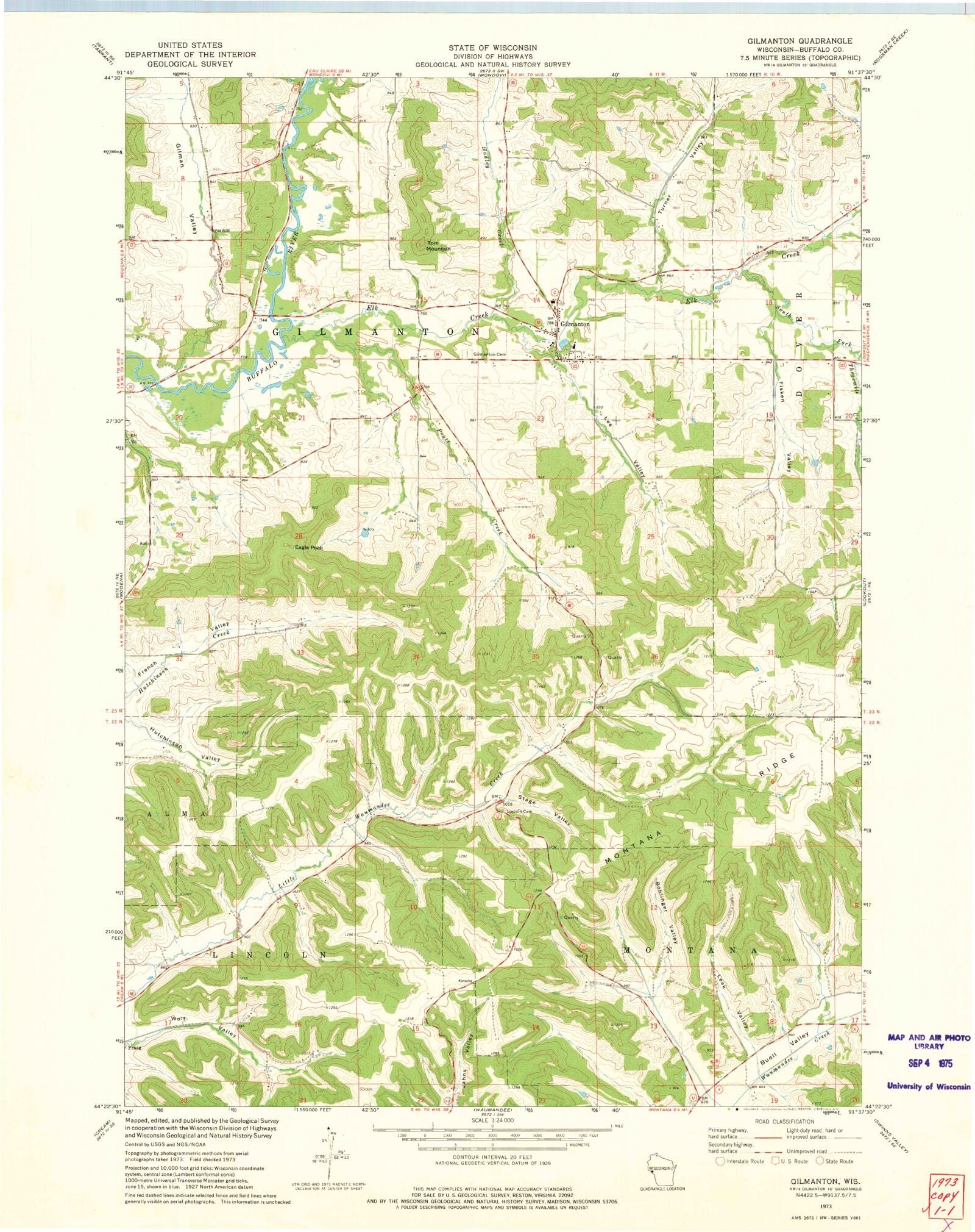 Classic USGS Gilmanton Wisconsin 7.5'x7.5' Topo Map – MyTopo Map Store