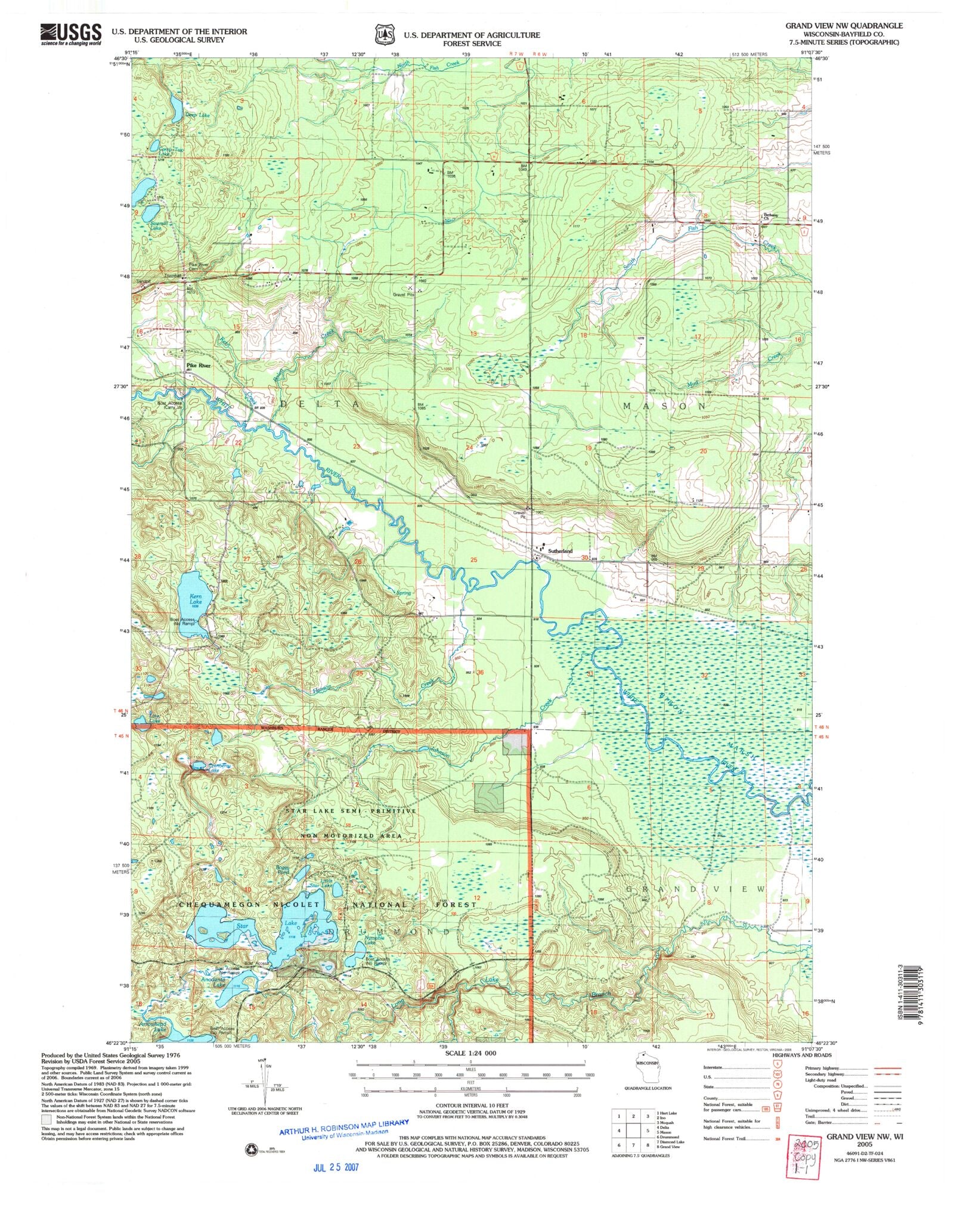 Classic USGS Grandview NW Wisconsin 7.5'x7.5' Topo Map – MyTopo Map Store