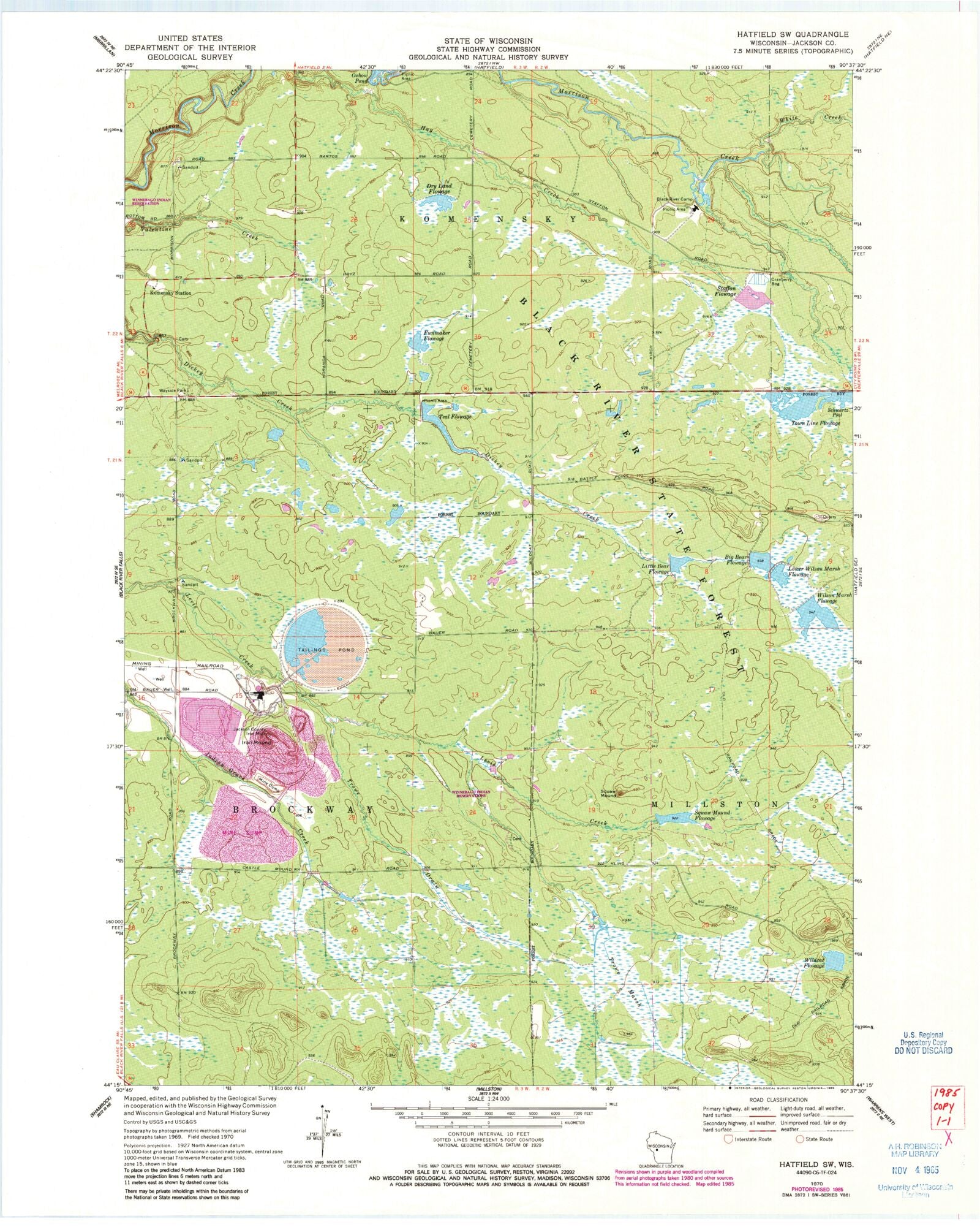 Classic USGS Hatfield SW Wisconsin 7.5'x7.5' Topo Map – MyTopo Map Store