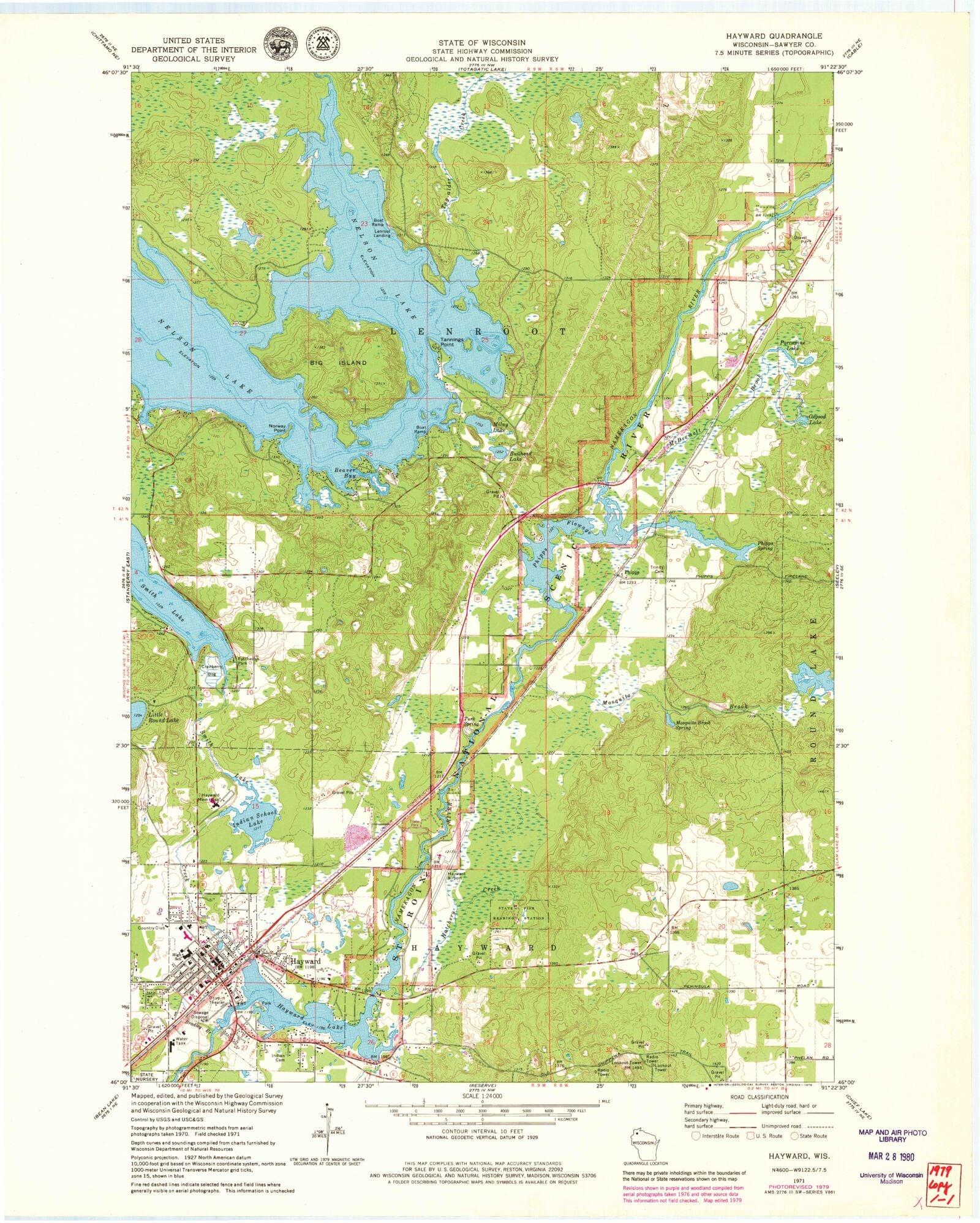 Classic USGS Hayward Wisconsin 7.5'x7.5' Topo Map – MyTopo Map Store