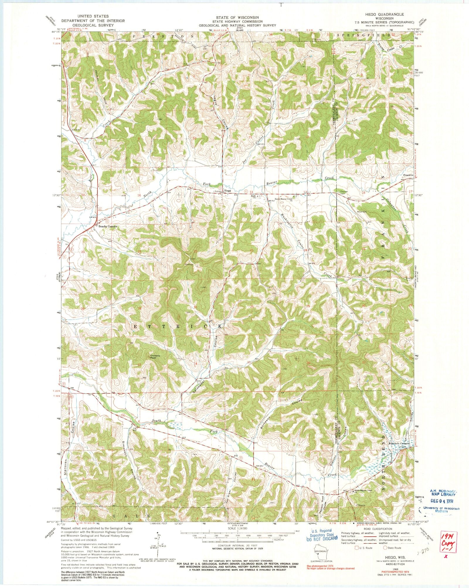 Classic USGS Hegg Wisconsin 7.5'x7.5' Topo Map – MyTopo Map Store