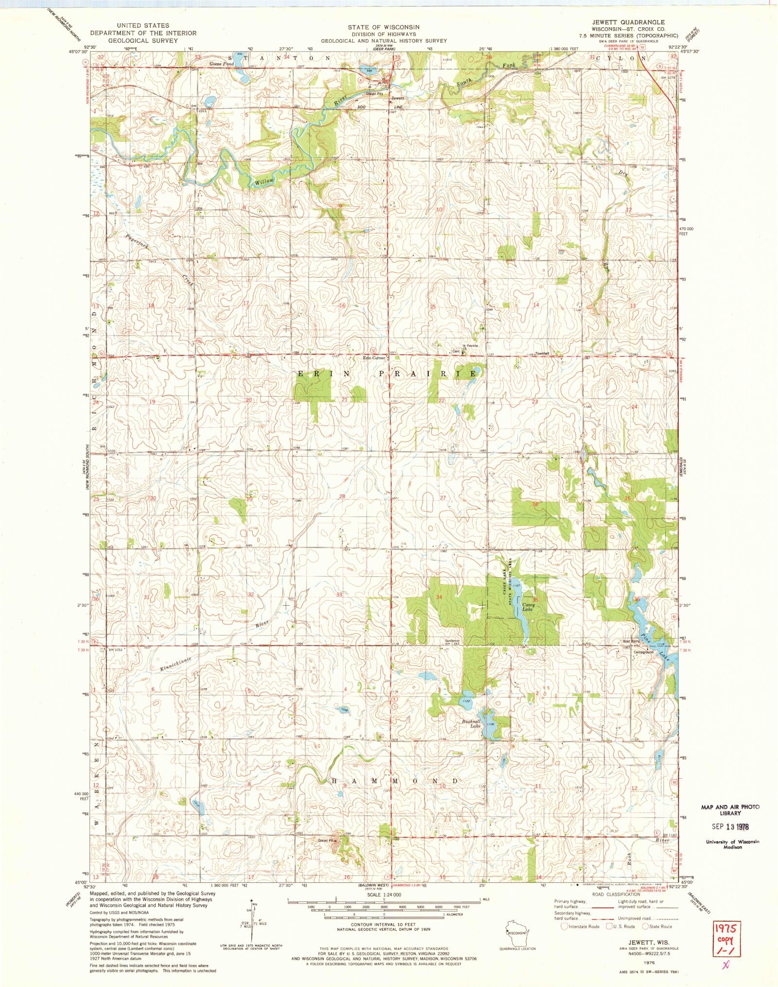 Classic USGS Jewett Wisconsin 7.5'x7.5' Topo Map – MyTopo Map Store