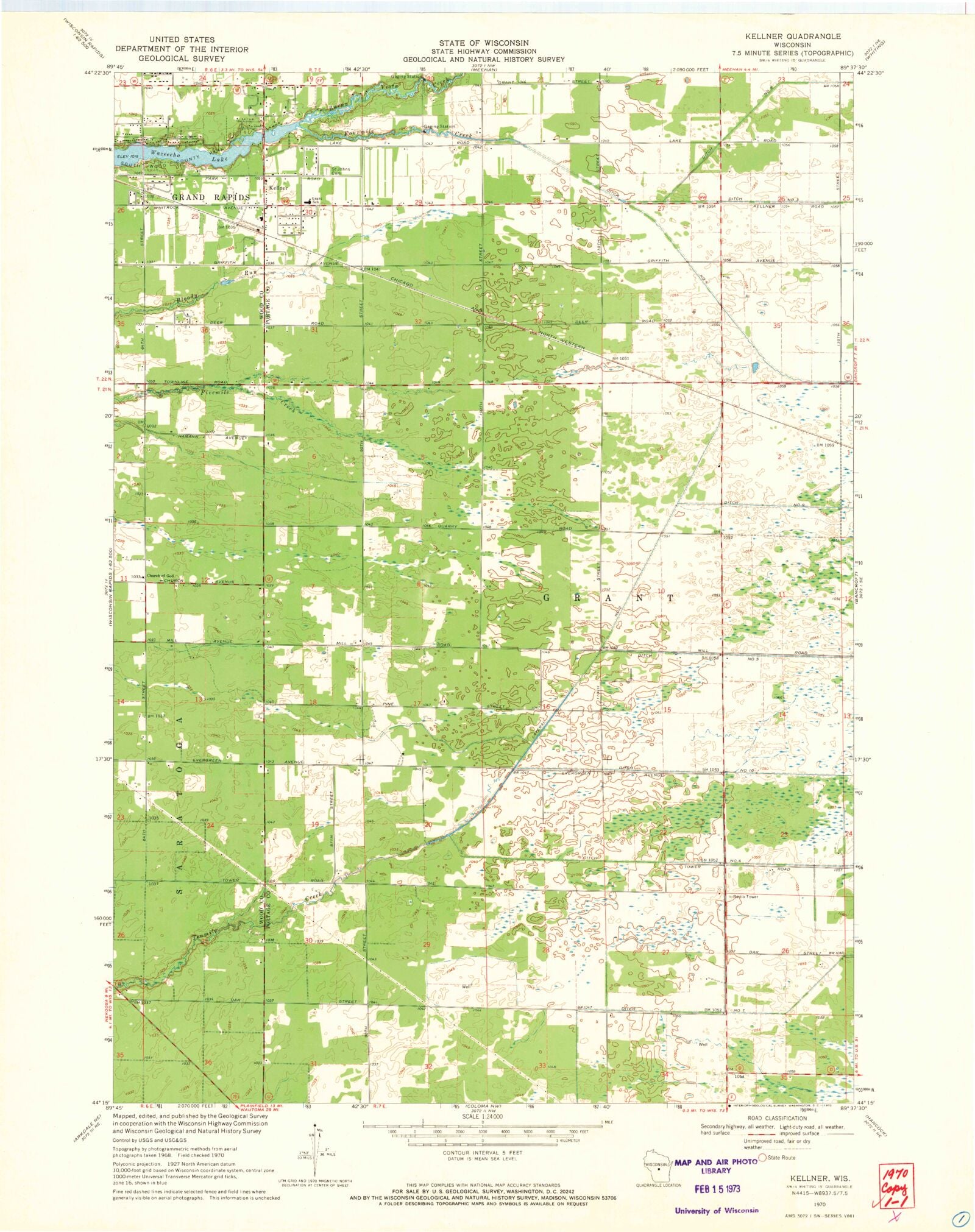 Classic USGS Kellner Wisconsin 7.5'x7.5' Topo Map – MyTopo Map Store