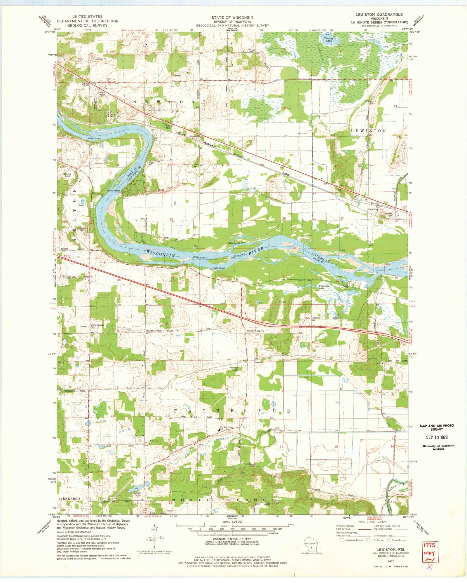 Classic USGS Lewiston Wisconsin 7.5'x7.5' Topo Map – MyTopo Map Store