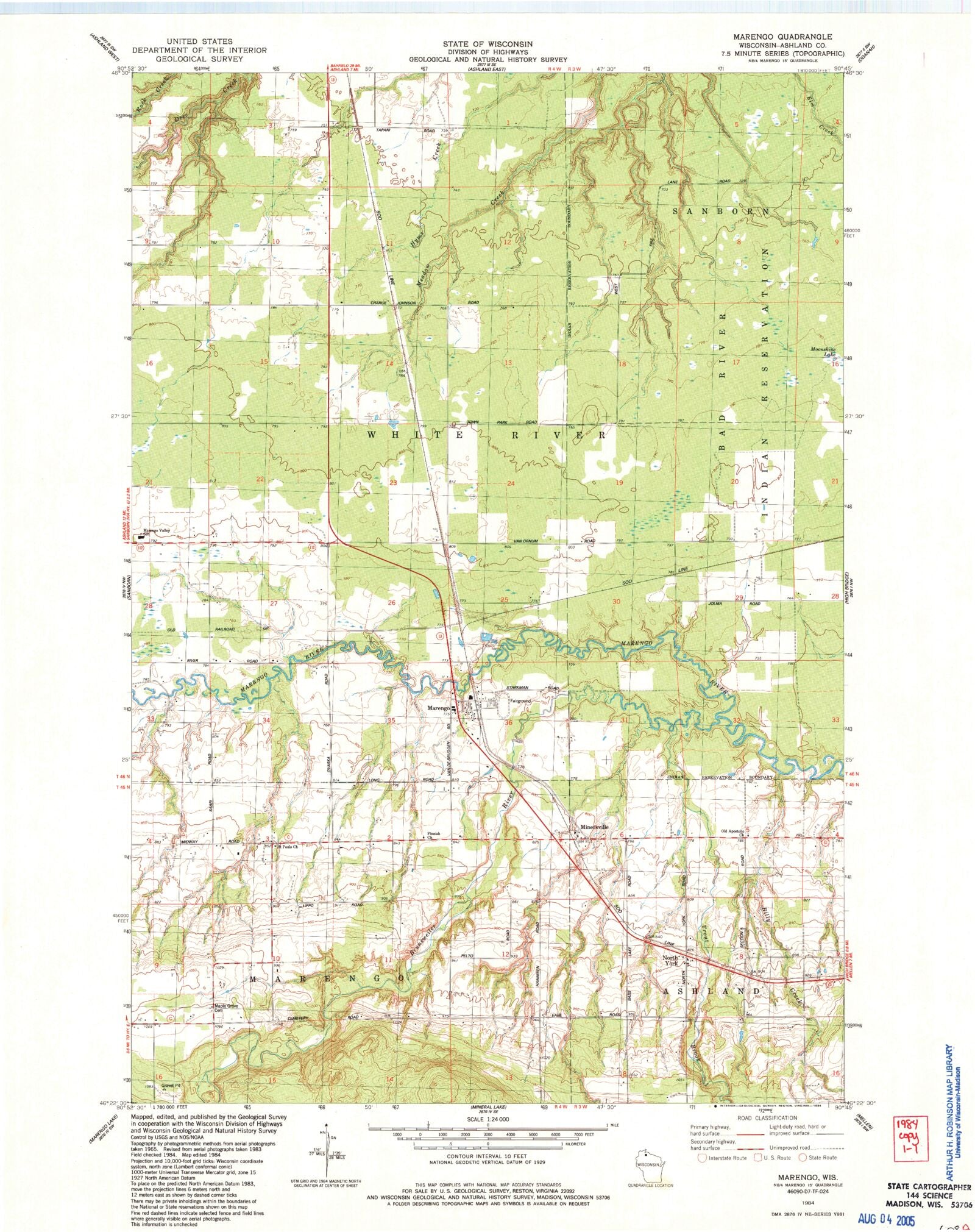 Classic USGS Marengo Wisconsin 7.5'x7.5' Topo Map – MyTopo Map Store