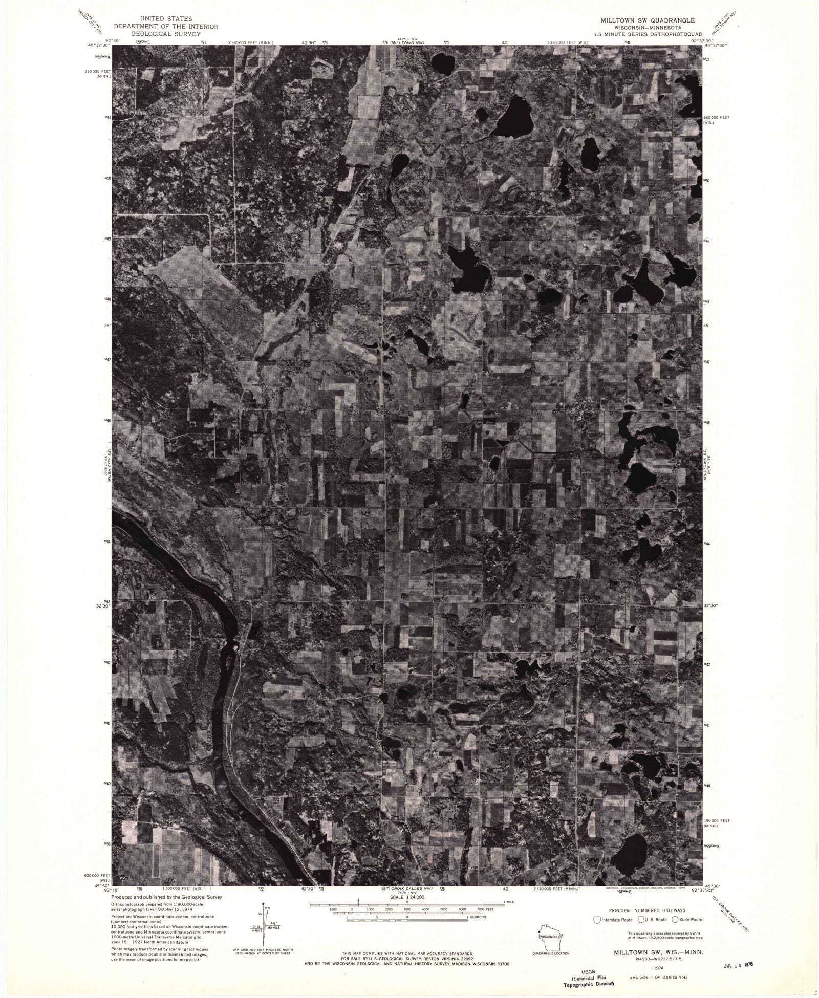 Classic USGS Cushing Wisconsin 7.5'x7.5' Topo Map – MyTopo Map Store