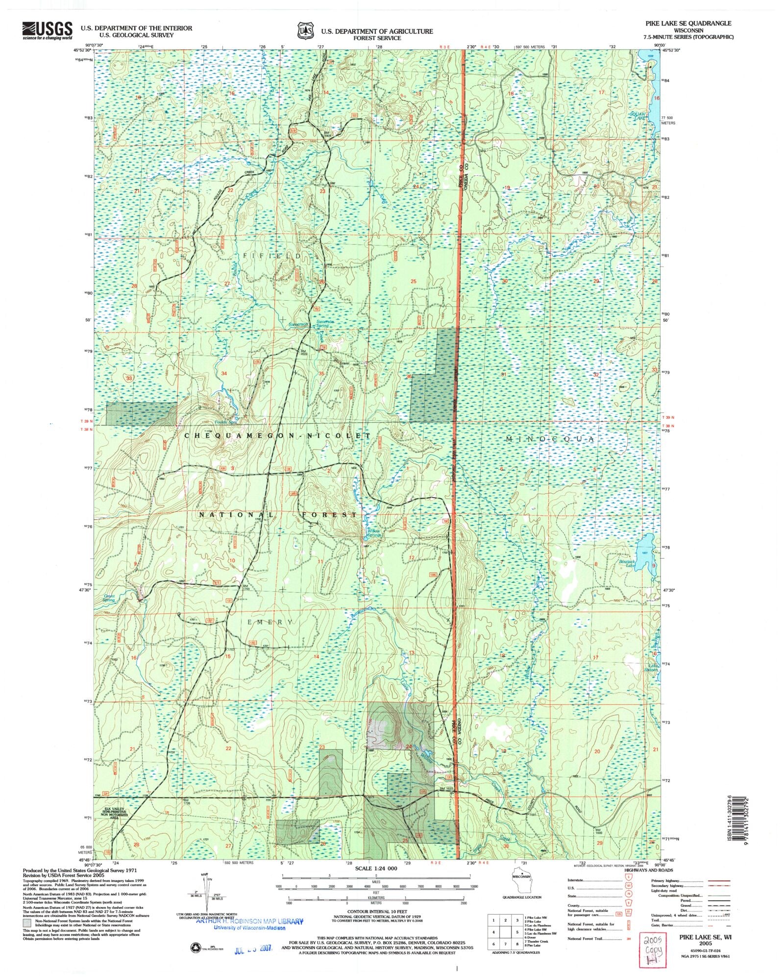 Classic USGS Pike Lake SE Wisconsin 7.5'x7.5' Topo Map – MyTopo Map Store