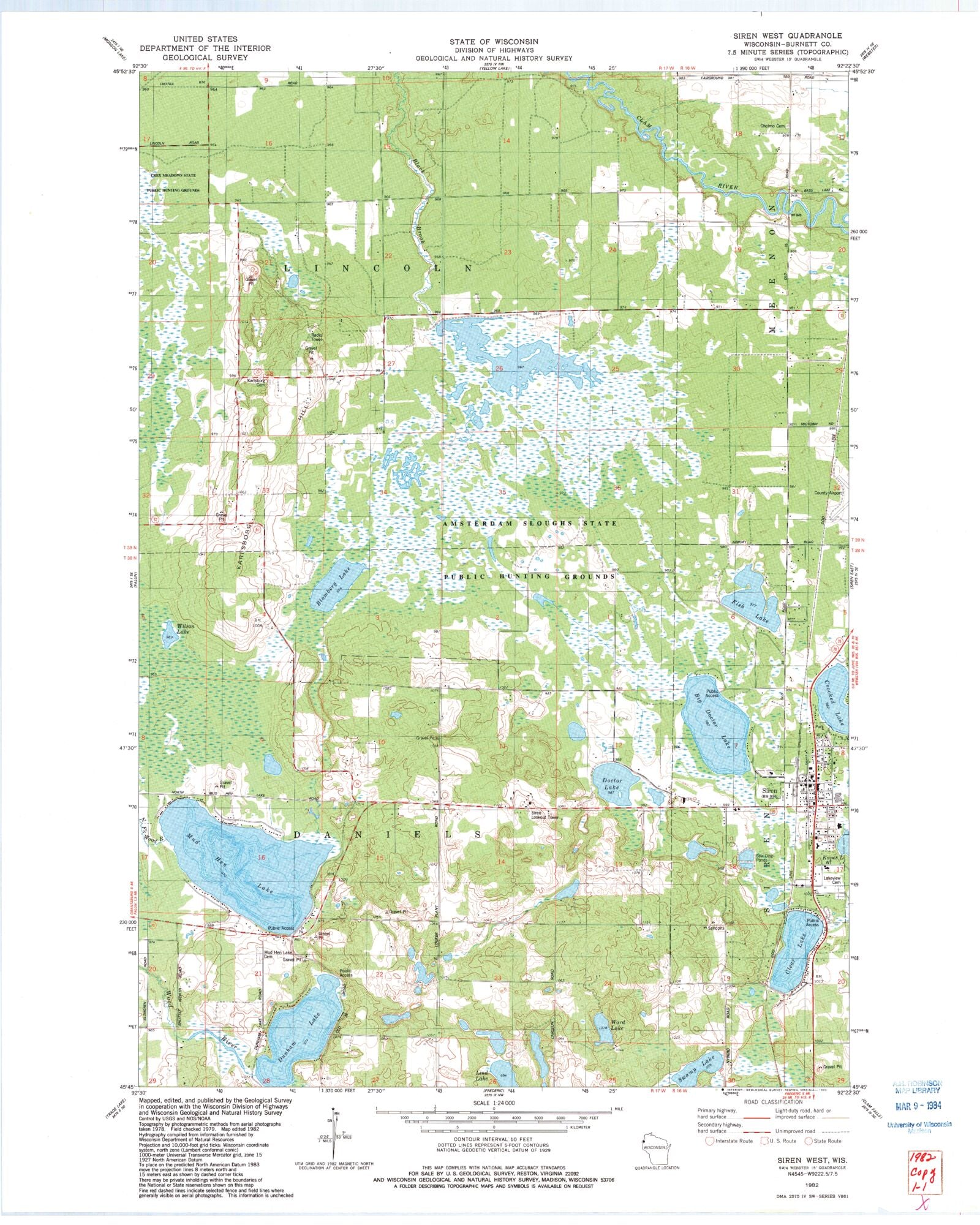 Classic USGS Siren West Wisconsin 7.5'x7.5' Topo Map – MyTopo Map Store