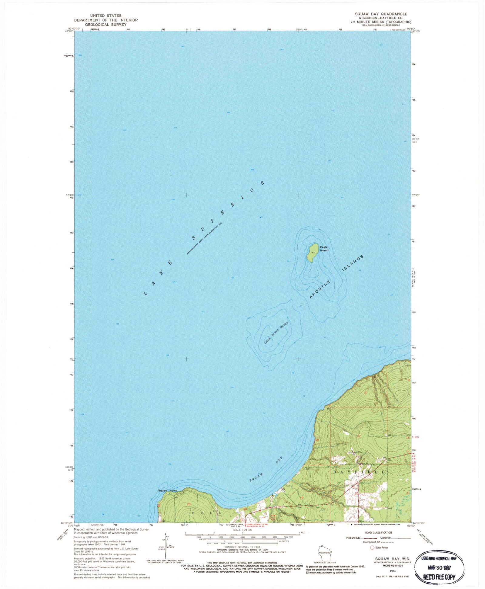 Classic USGS Mawikwe Bay Wisconsin 7.5'x7.5' Topo Map – MyTopo Map Store