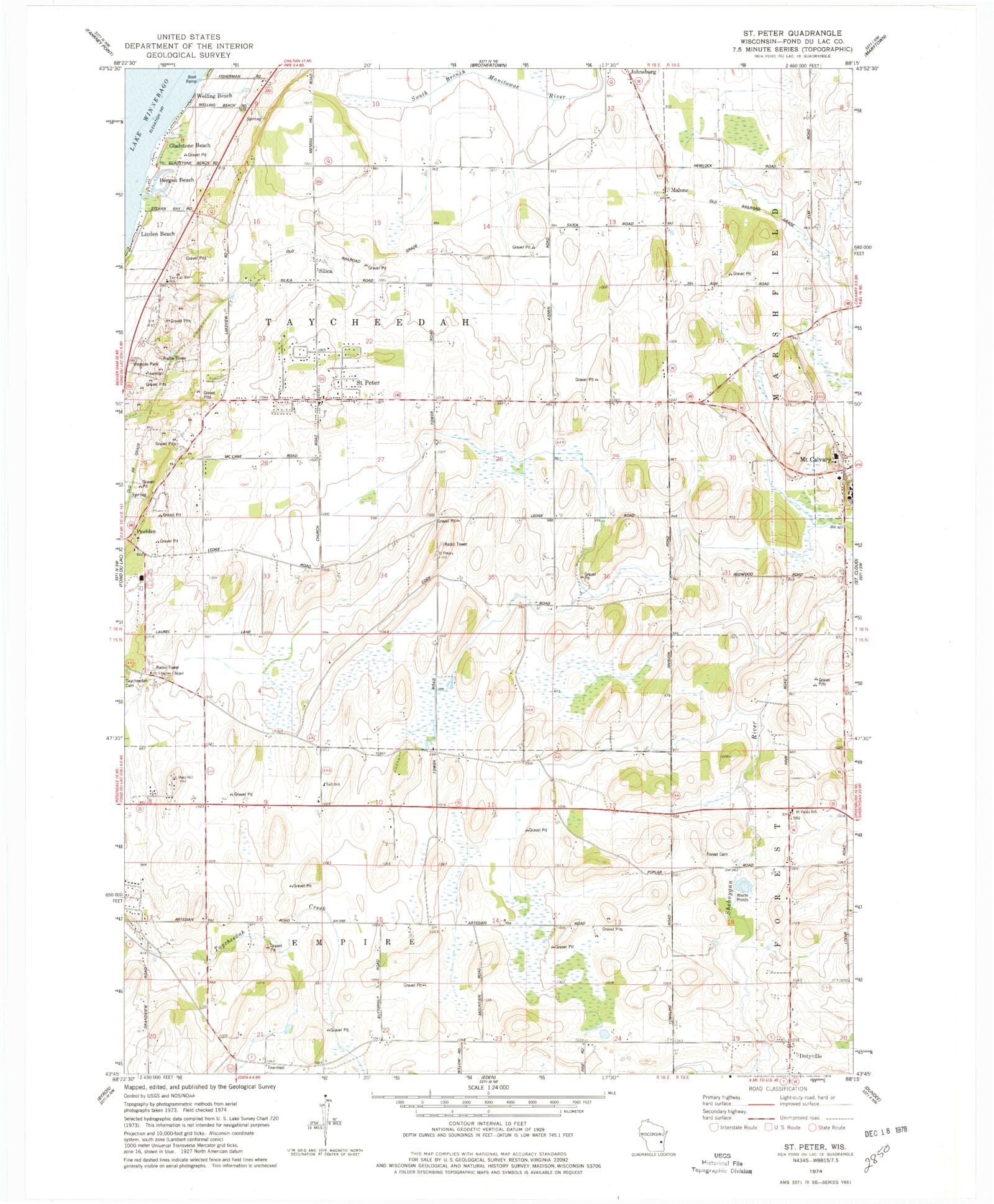 Classic USGS Saint Peter Wisconsin 7.5'x7.5' Topo Map – MyTopo Map Store