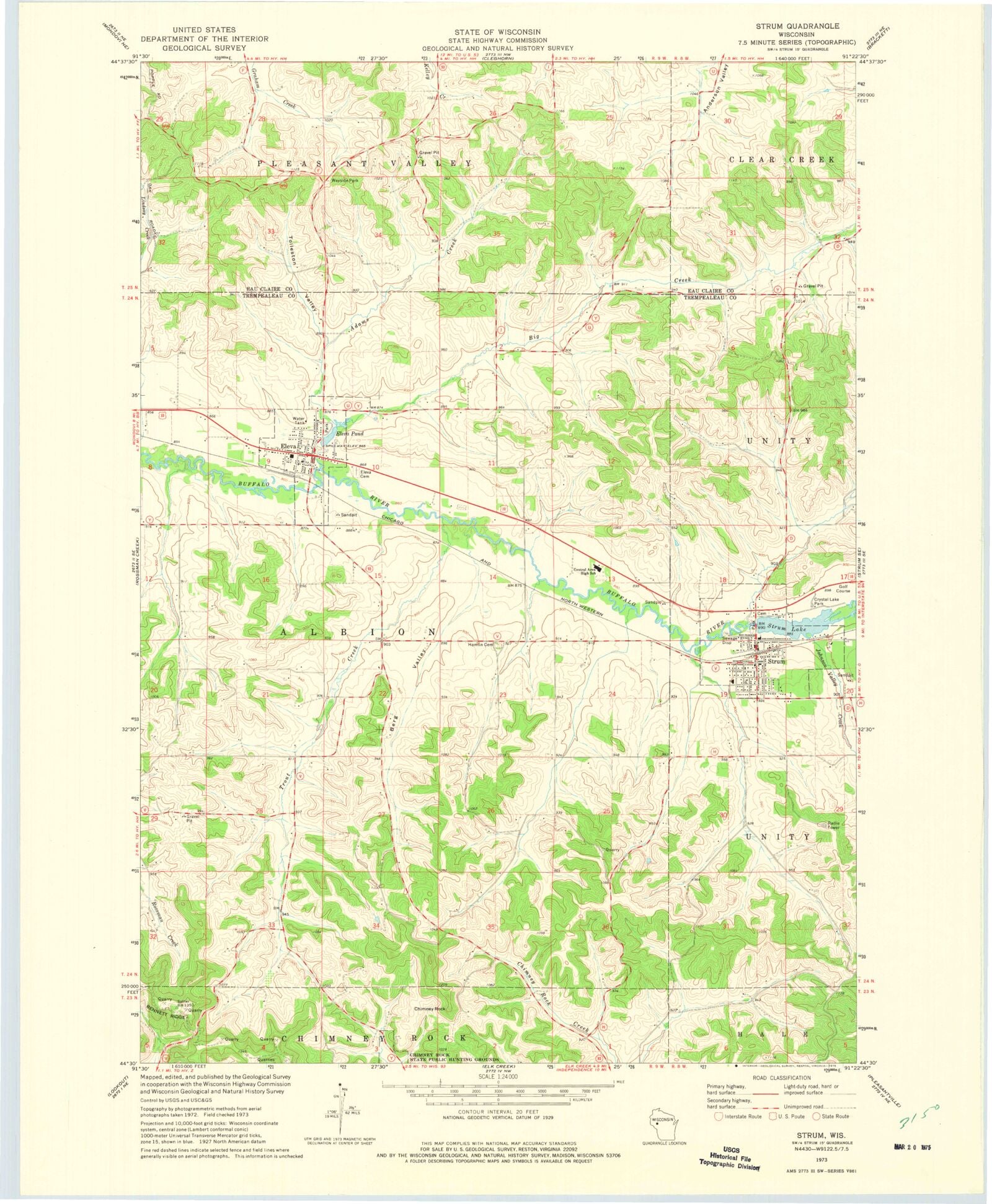 Classic USGS Strum Wisconsin 7.5'x7.5' Topo Map – MyTopo Map Store