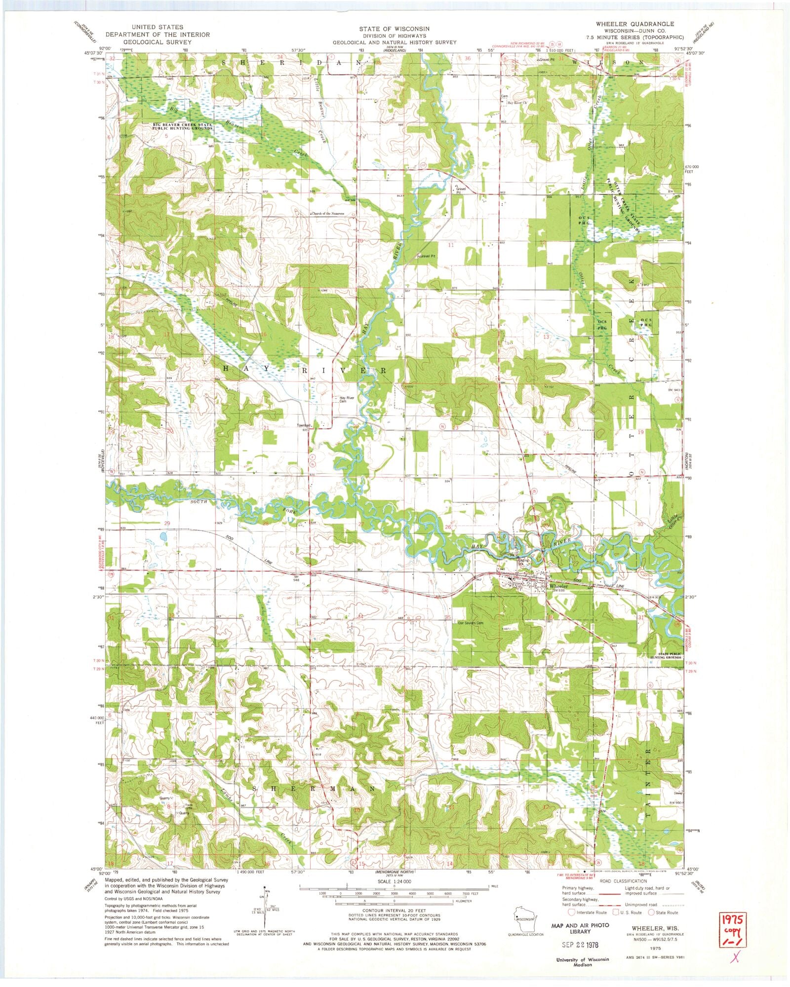 Classic USGS Wheeler Wisconsin 7.5'x7.5' Topo Map – MyTopo Map Store