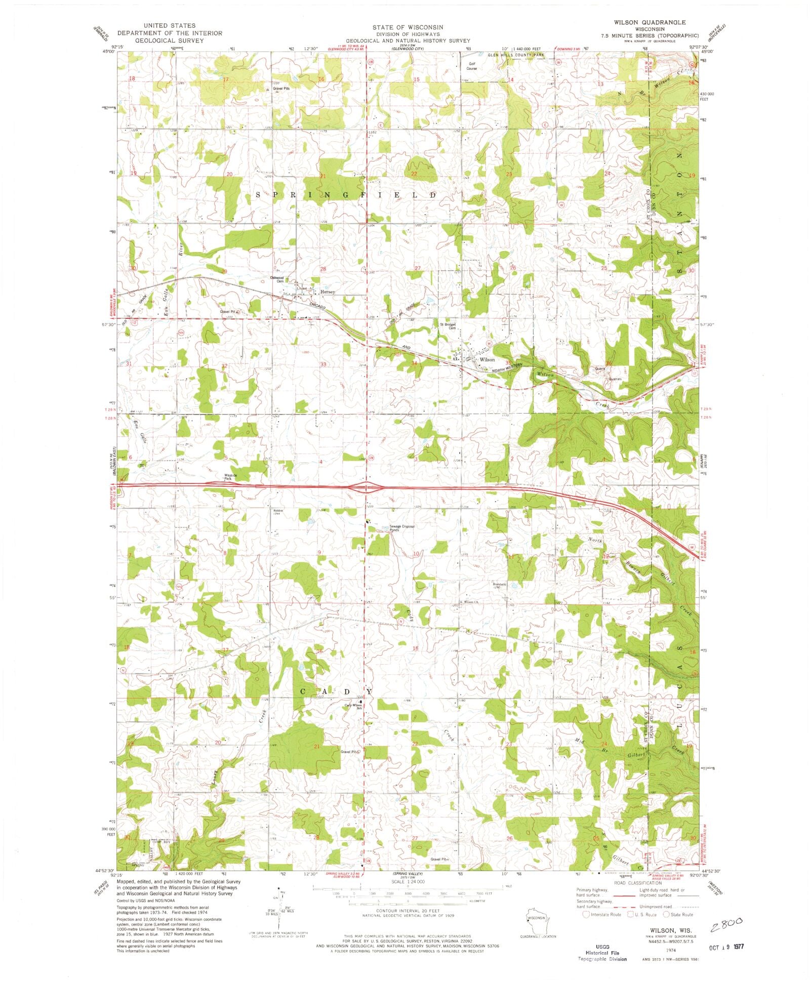 Classic USGS Wilson Wisconsin 7.5'x7.5' Topo Map – MyTopo Map Store