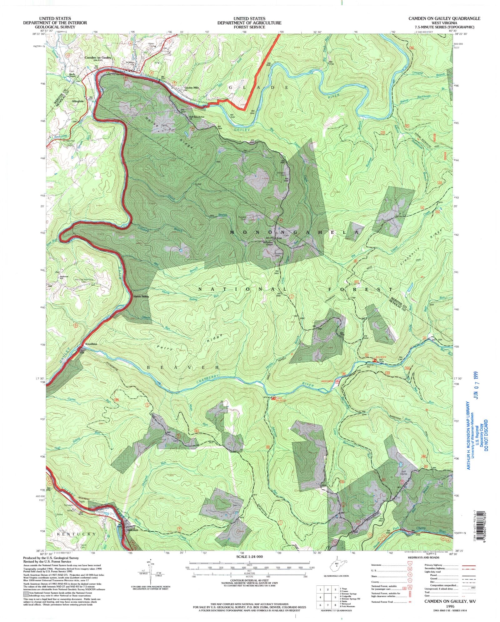 Classic USGS Camden On Gauley West Virginia 7.5'x7.5' Topo Map – MyTopo ...