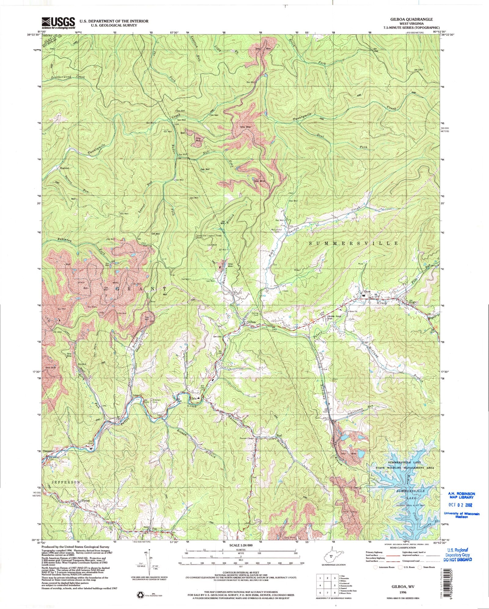 Classic USGS Gilboa West Virginia 7.5'x7.5' Topo Map – MyTopo Map Store