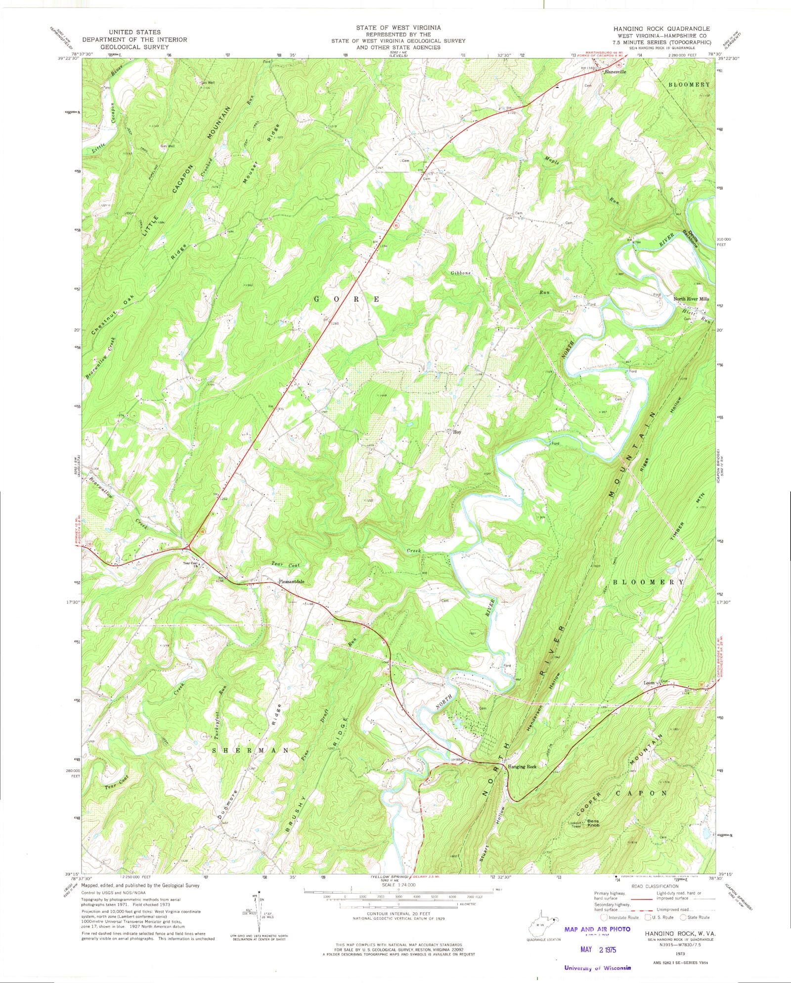 Classic USGS Hanging Rock West Virginia 7.5'x7.5' Topo Map – MyTopo Map ...