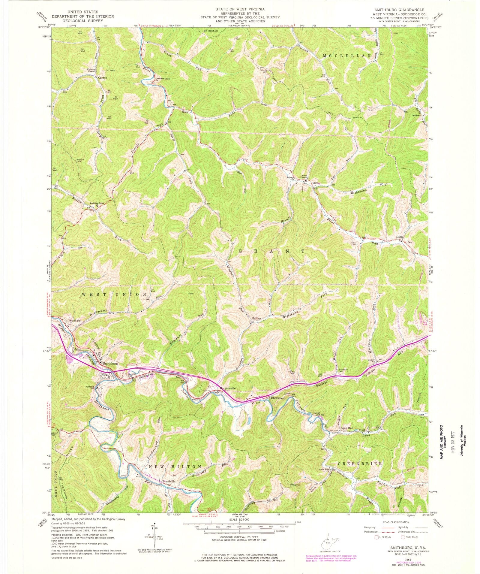 Classic USGS Smithburg West Virginia 7.5'x7.5' Topo Map – MyTopo Map Store