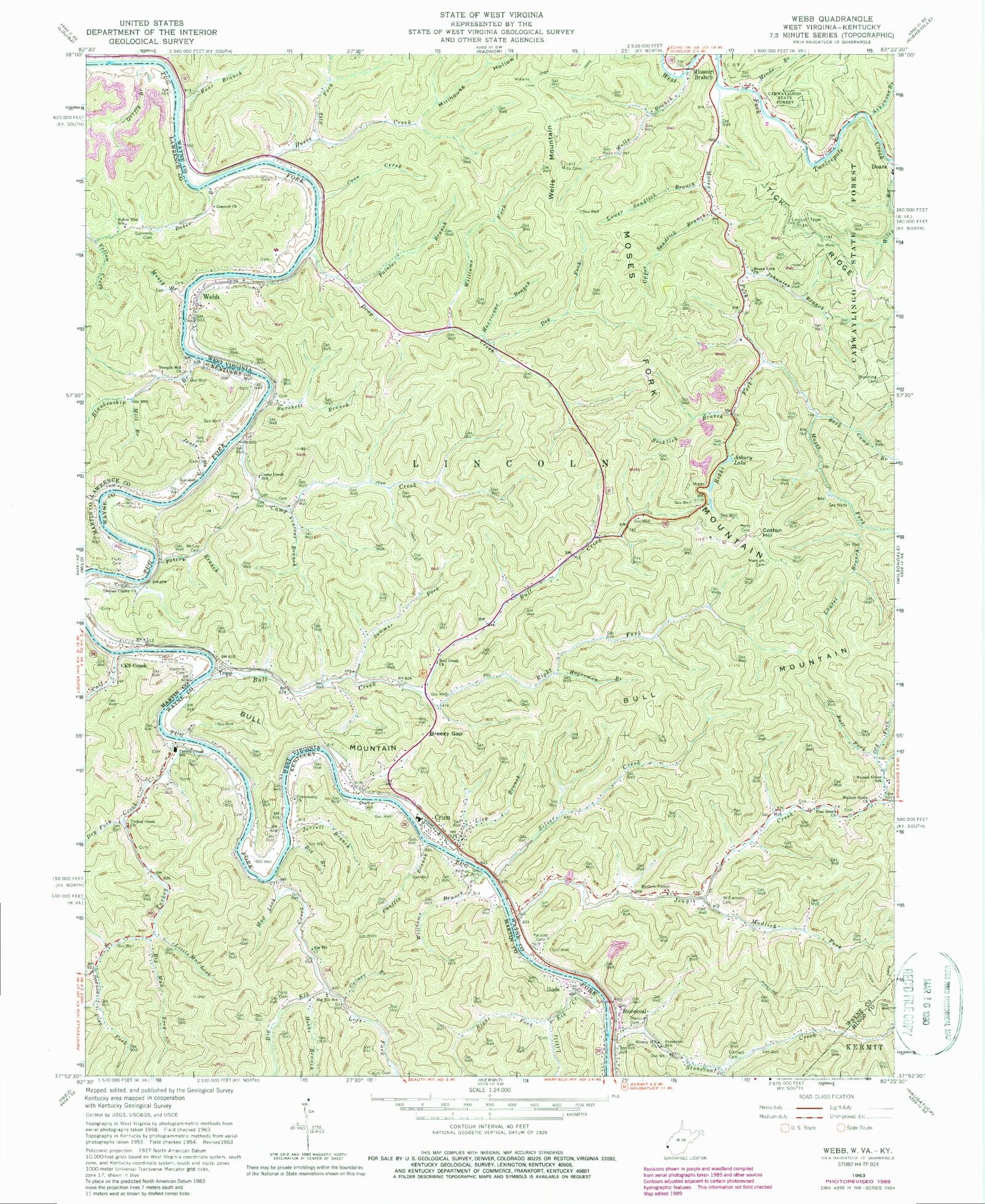 Classic USGS Webb West Virginia 7.5'x7.5' Topo Map – MyTopo Map Store