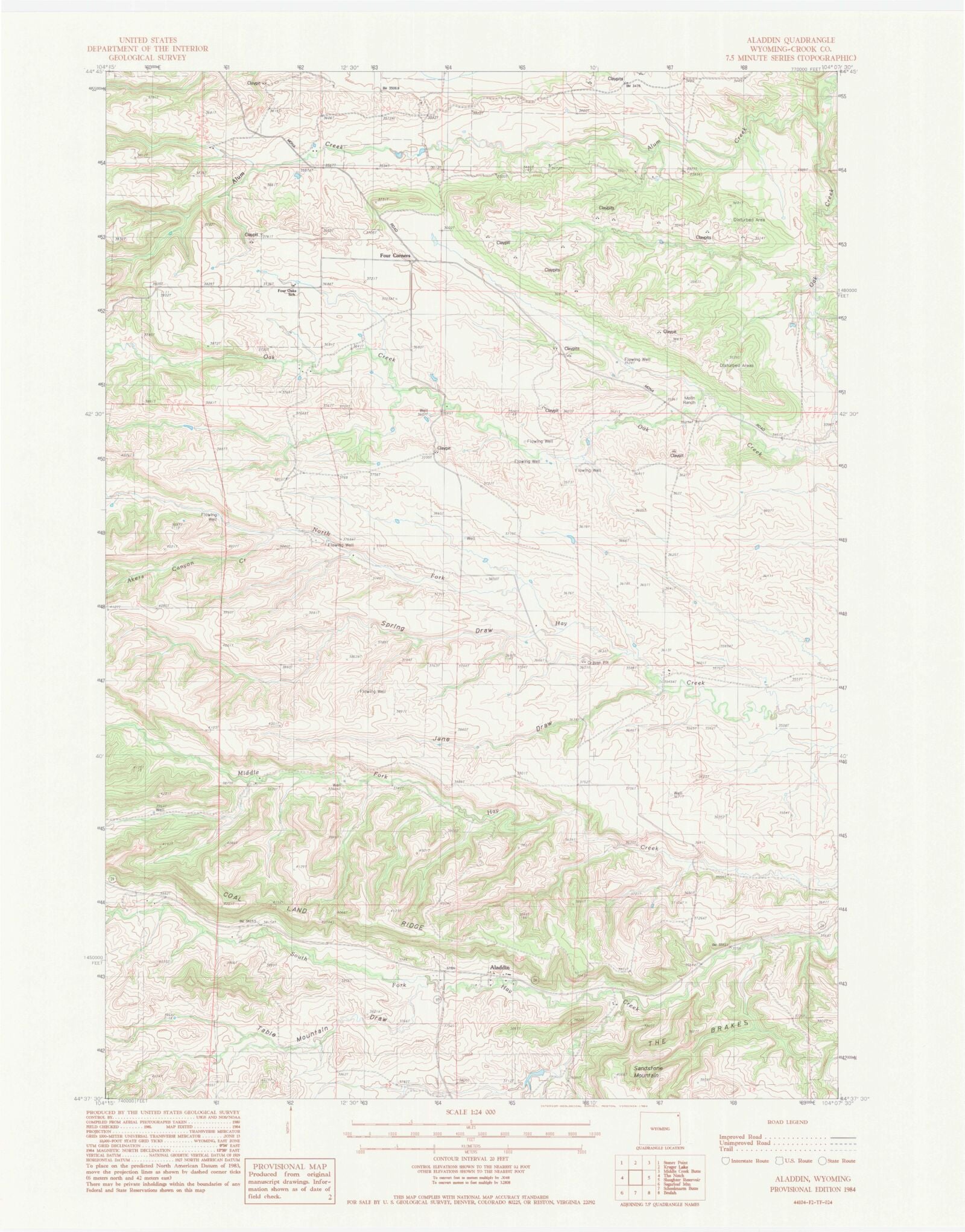 Classic USGS Aladdin Wyoming 7.5'x7.5' Topo Map – MyTopo Map Store