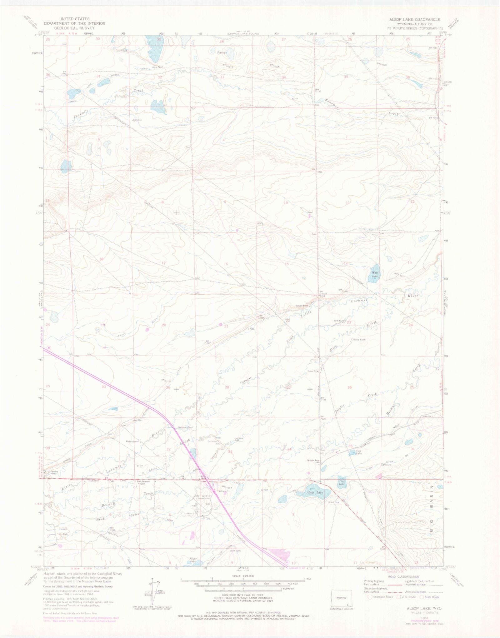Classic USGS Alsop Lake Wyoming 7.5'x7.5' Topo Map – MyTopo Map Store