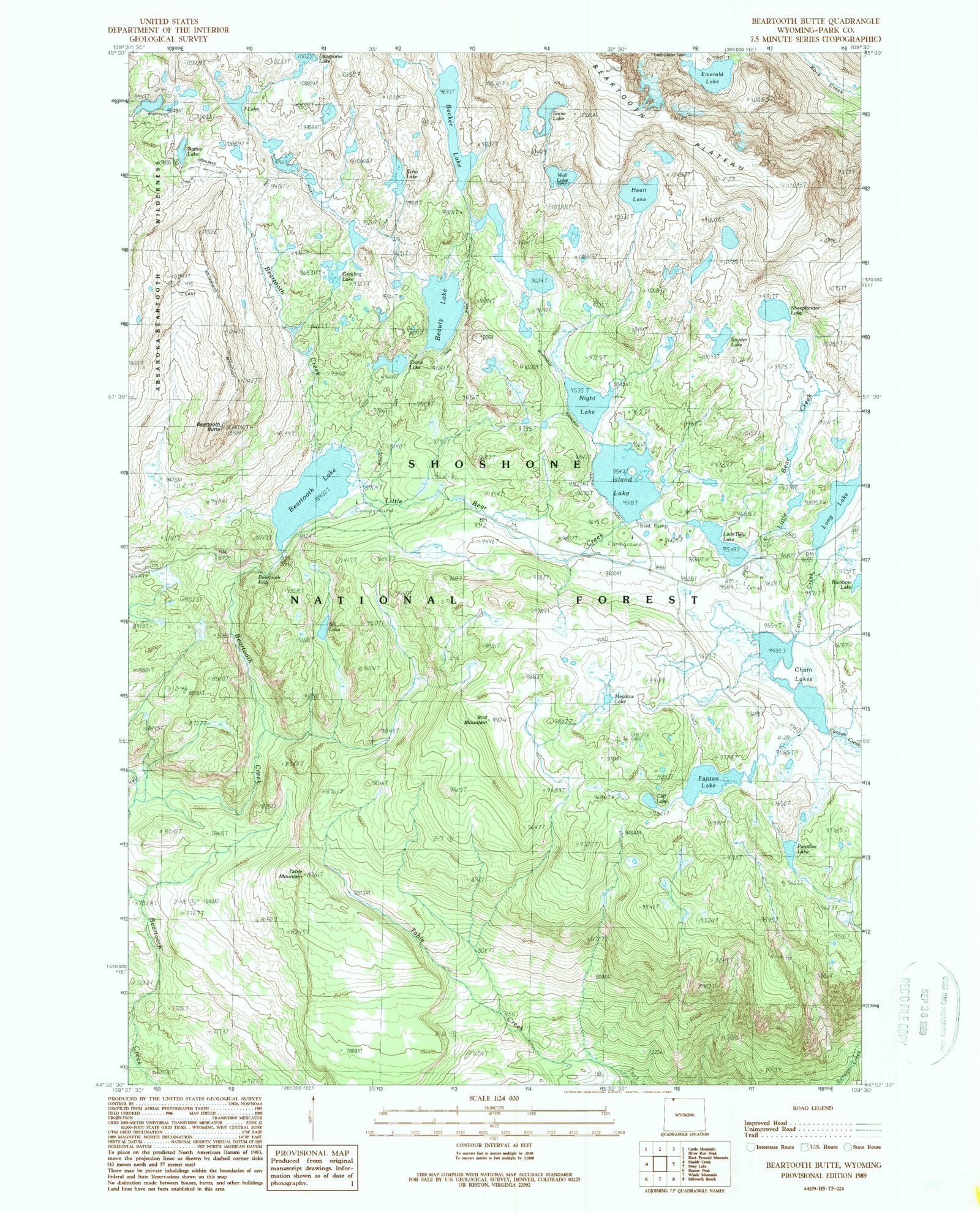USGS Classic Beartooth Butte Wyoming 7.5'x7.5' Topo Map – MyTopo Map Store