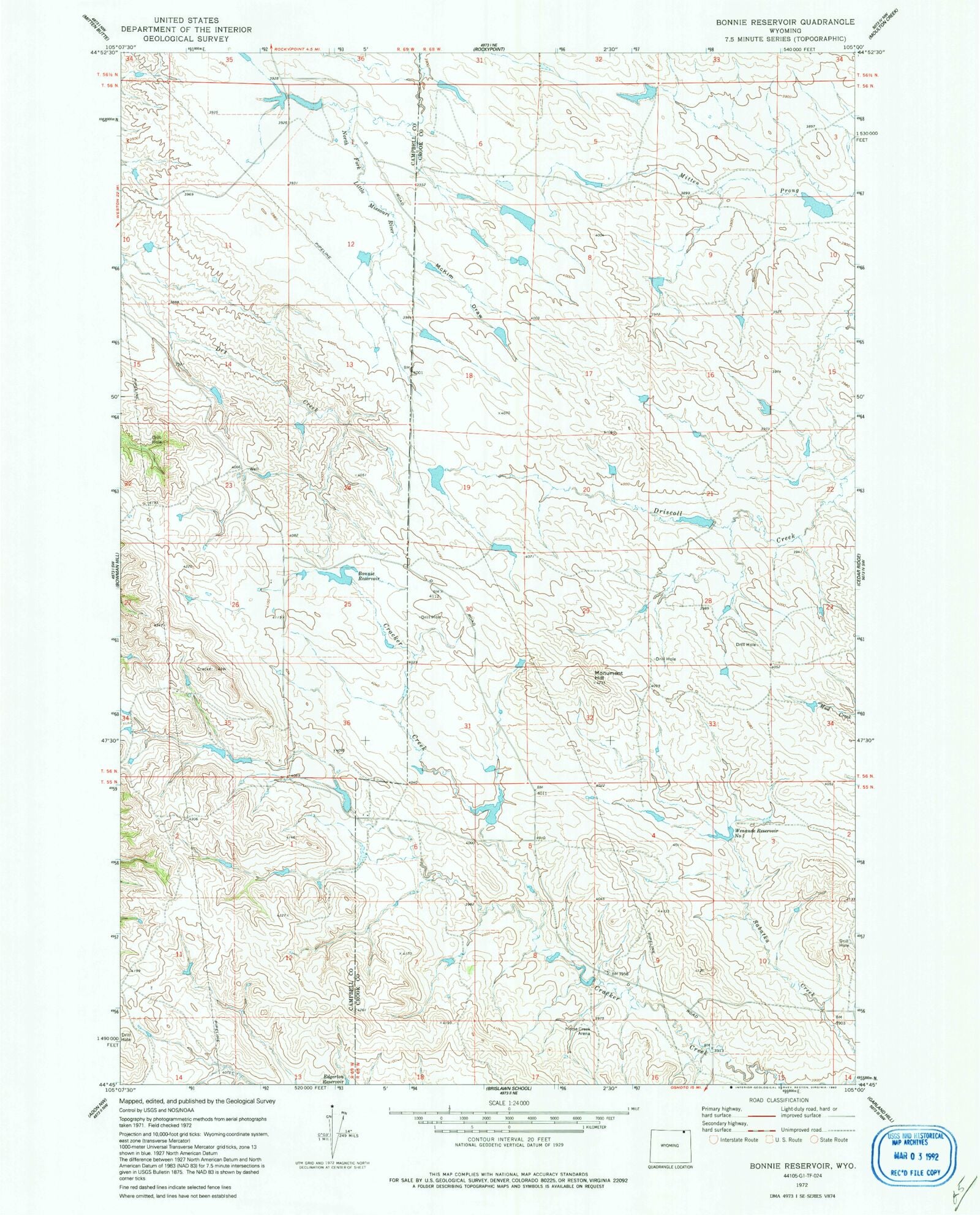 Classic USGS Bonnie Reservoir Wyoming 7.5'x7.5' Topo Map – MyTopo Map Store